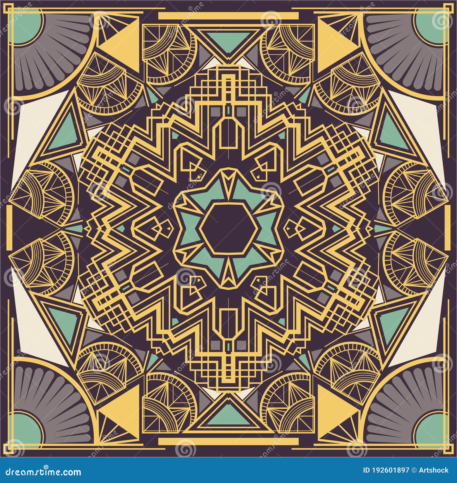 Square art deco ornament stock vector. Illustration of shape - 192601897