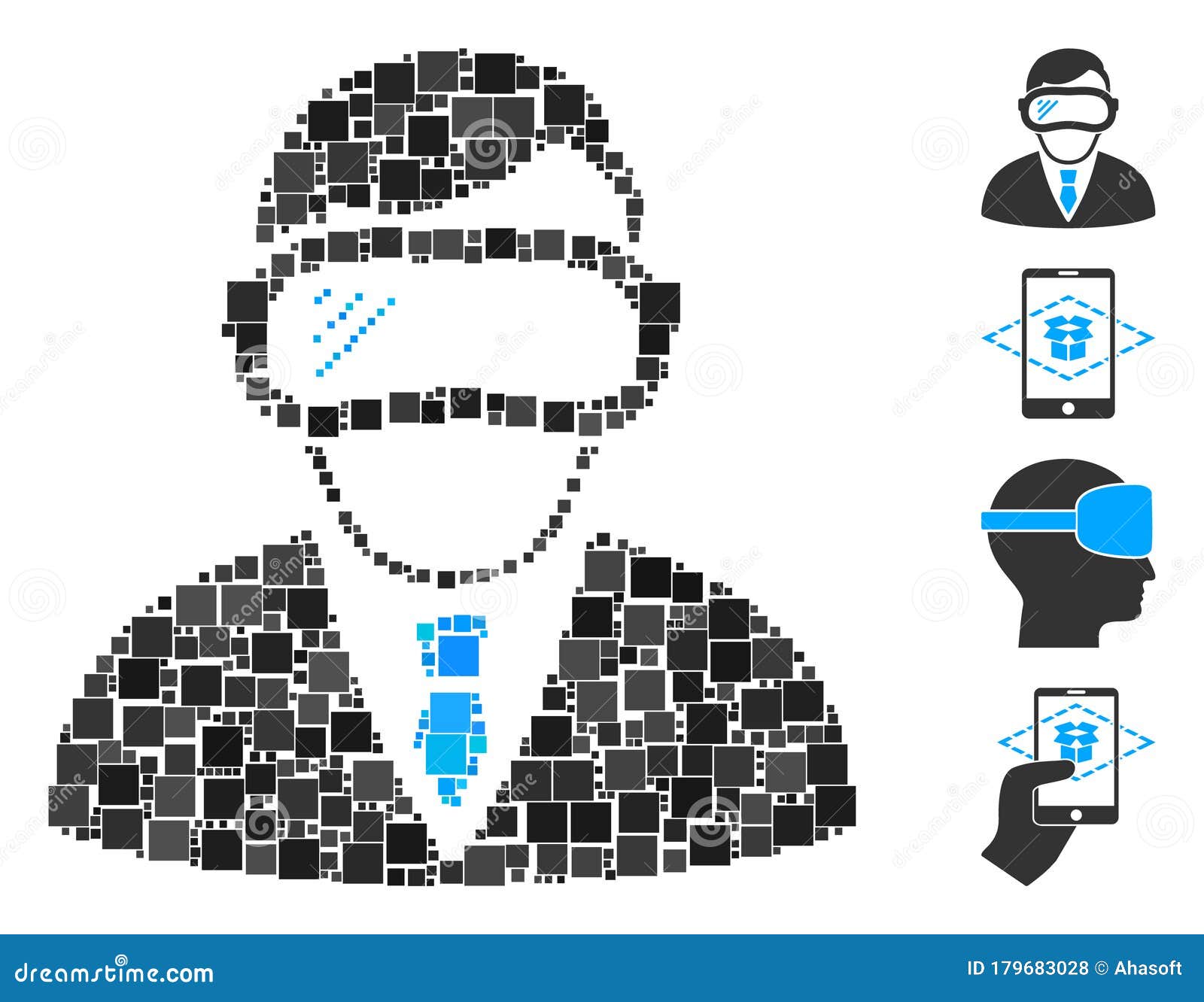 Square Augmented Reality Icon Vector Collage Stock Vector ...