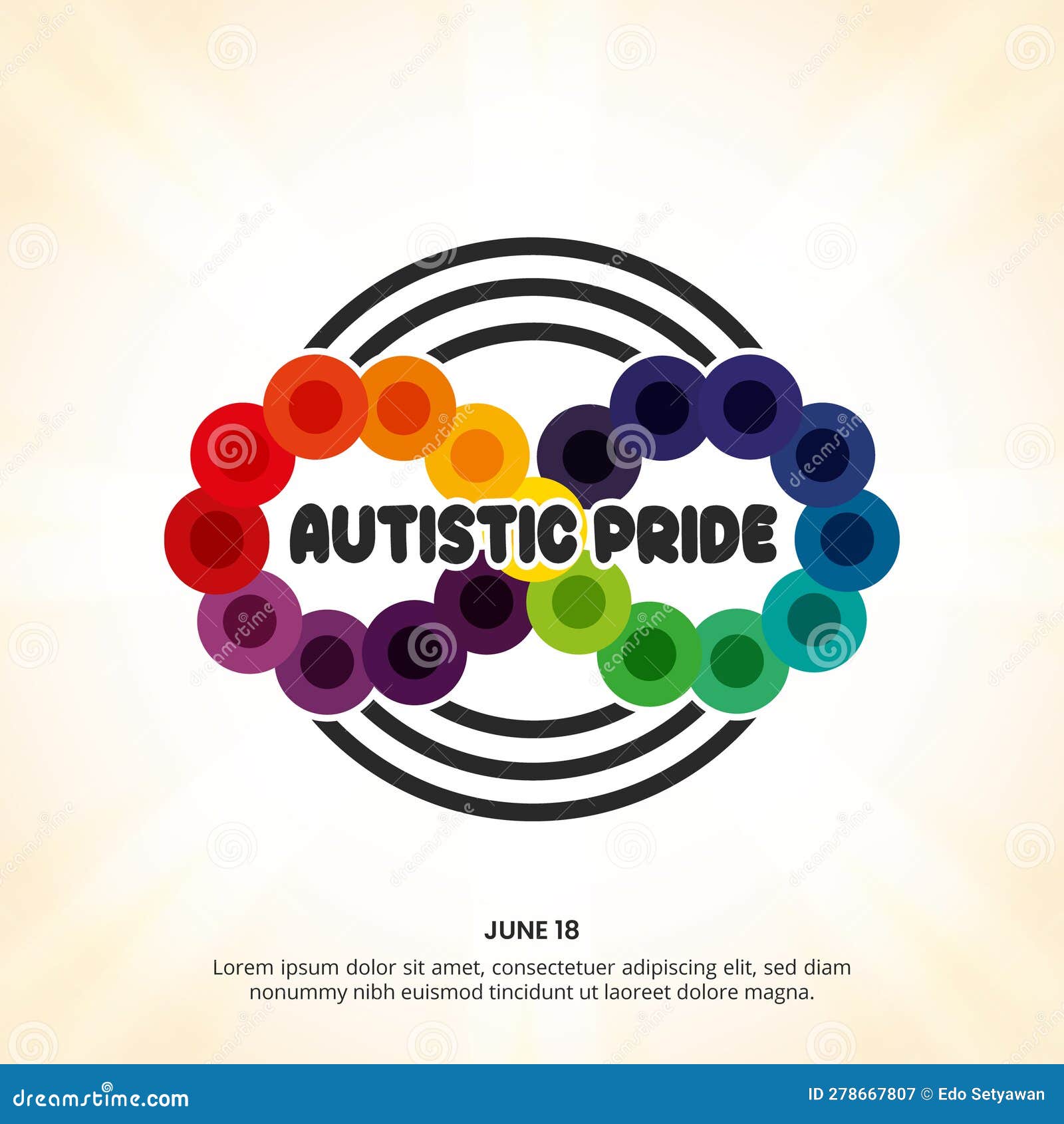 Square Autistic Pride Day Background with a Rainbow Infinity Symbol ...