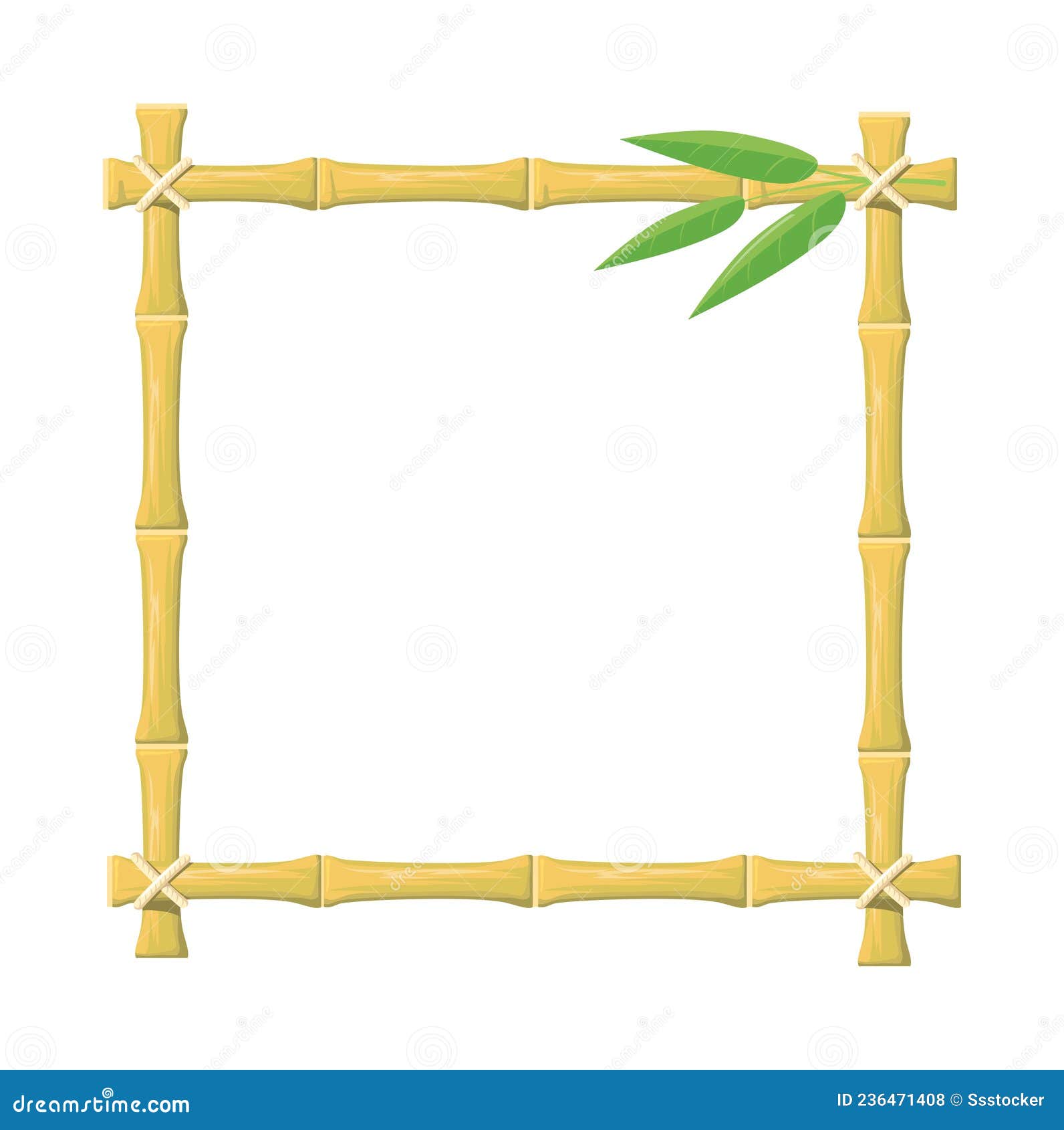 Square Bamboo Frame. Blank Pattern for Summer Single, Vector Object ...