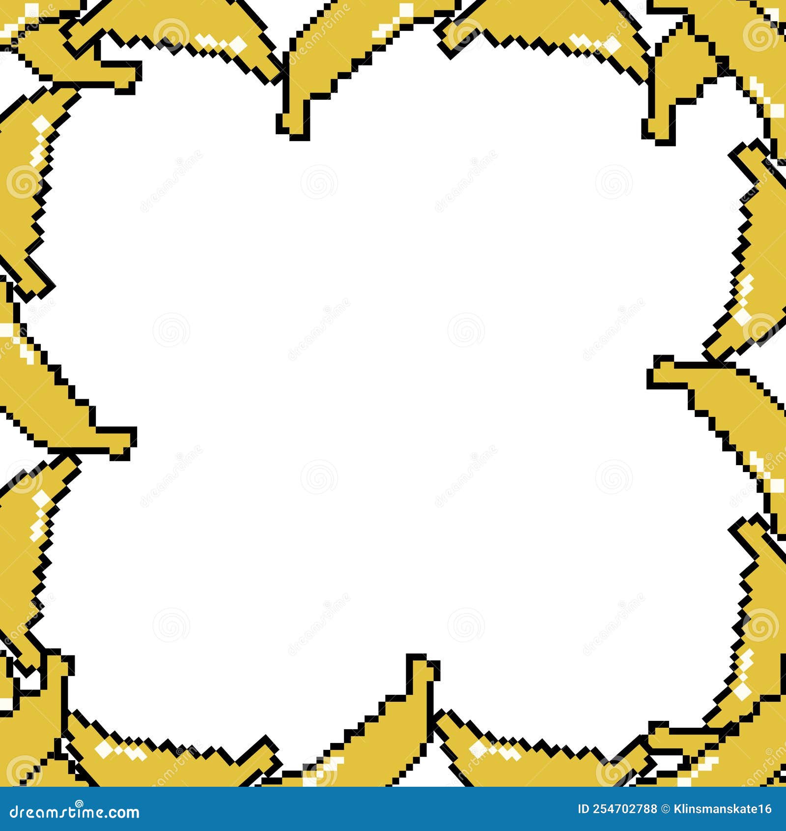 Square Banana Pixel Art Frame Design Vector Illustration ...