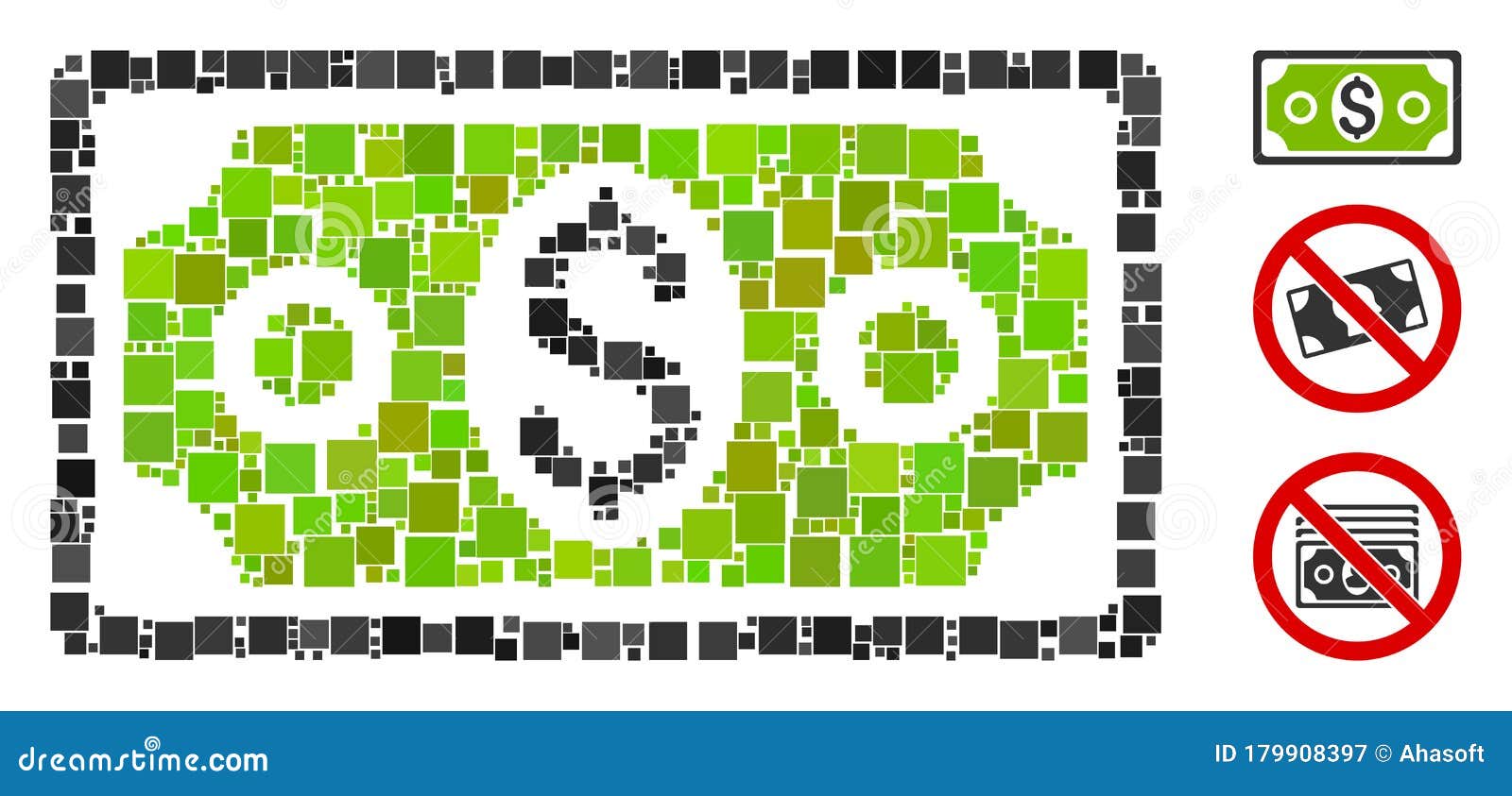 Square Banknote Icon Vector Mosaic Stock Illustration - Illustration of ...