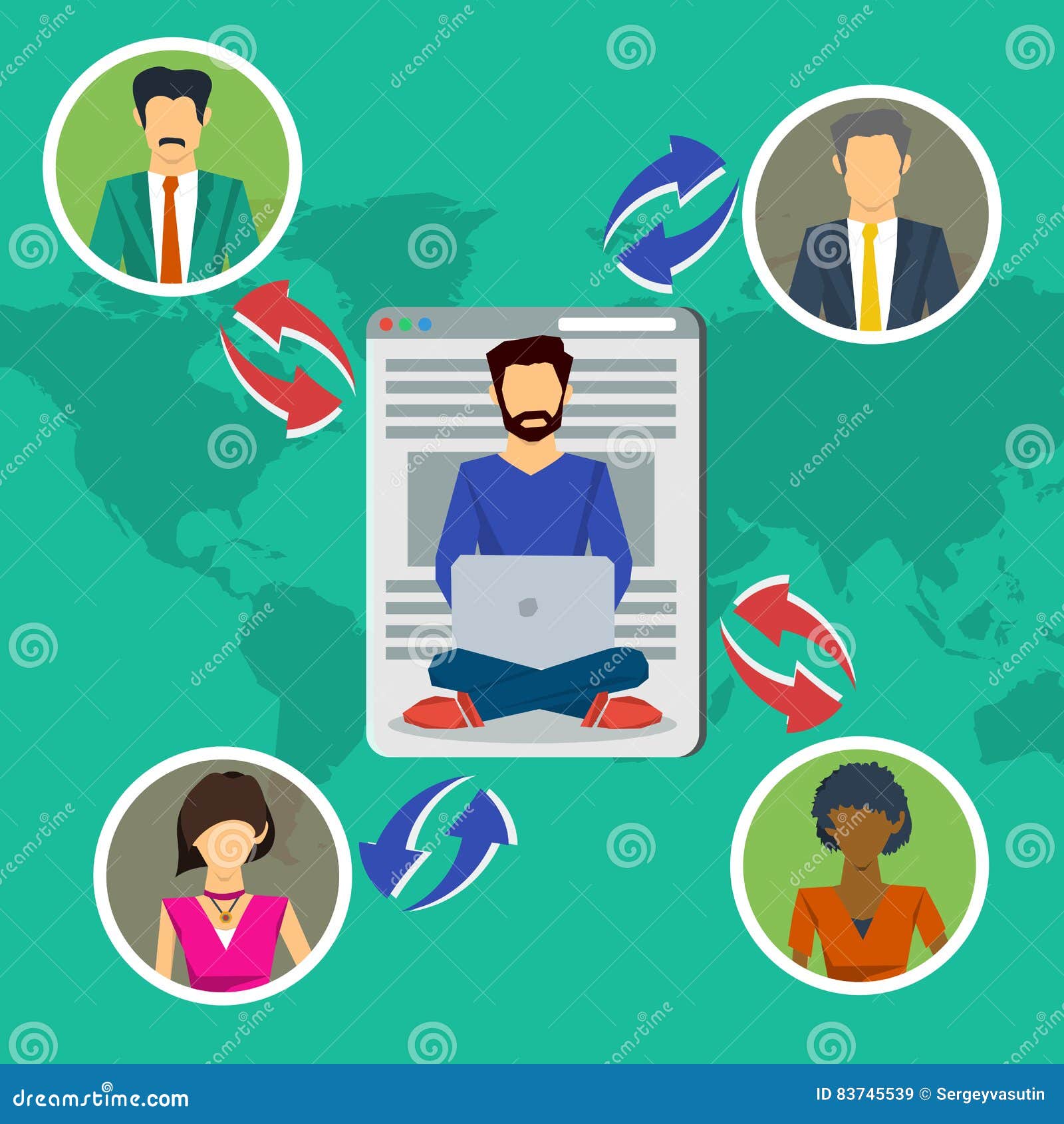 Square Banner Communication Worldwide Stock Illustration - Illustration ...