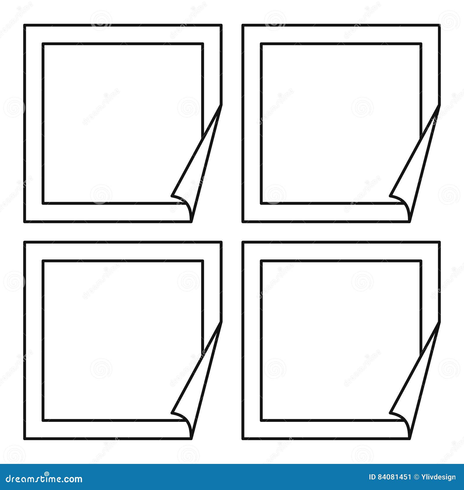 Square Banner Icons Set, Outline Style Stock Vector - Illustration of ...