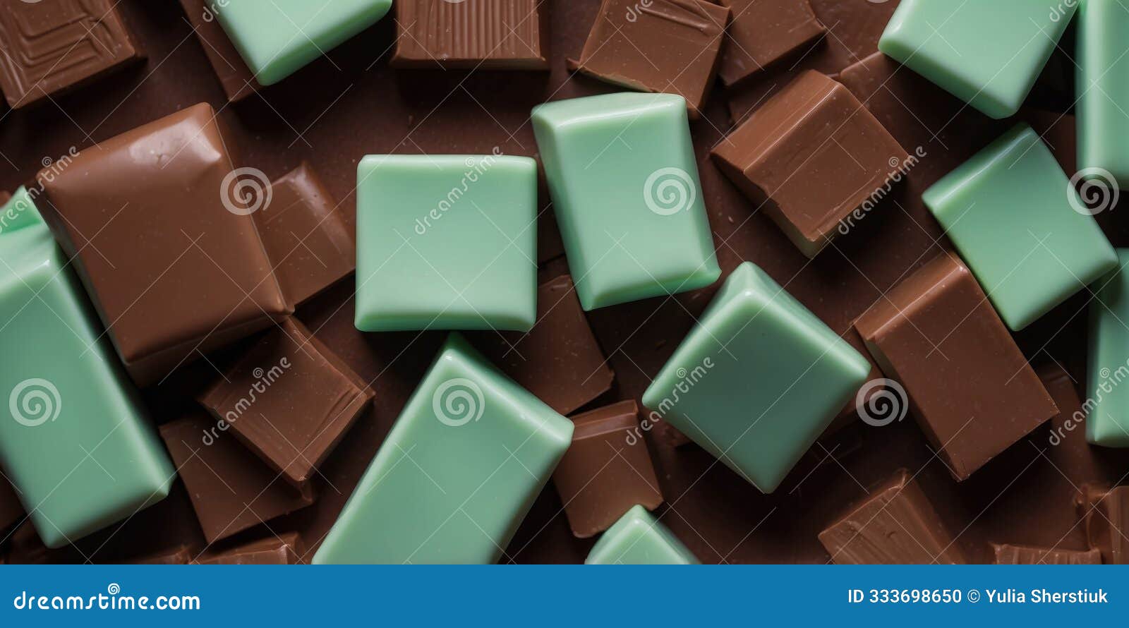 Square Bars of Milk Chocolate of Green Color. Stock Photo - Image of ...
