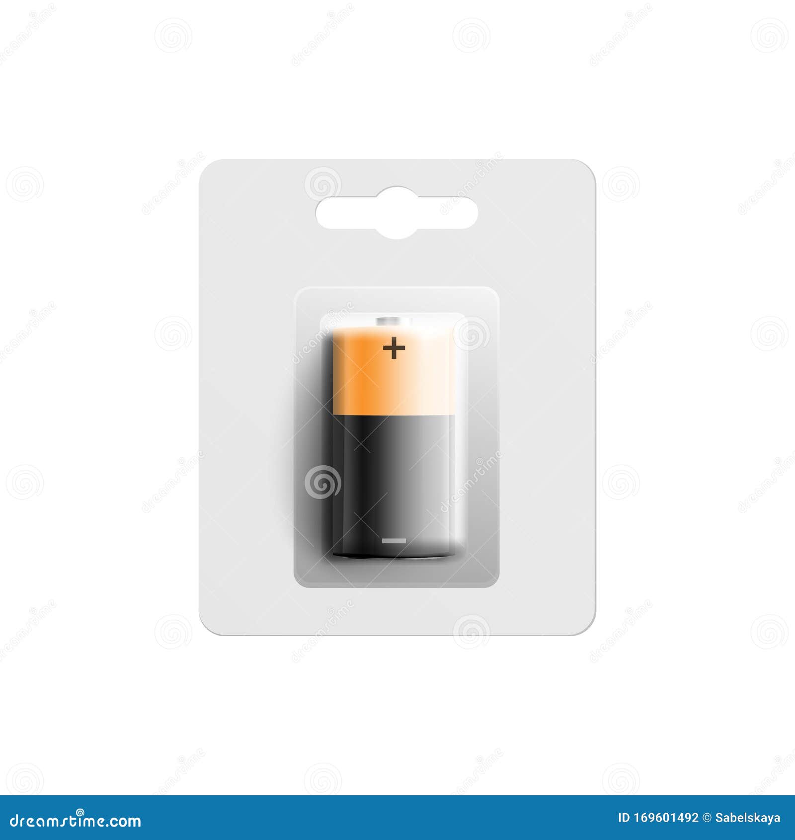Square Battery in Plastic Packaging Mockup Realistic Vector ...