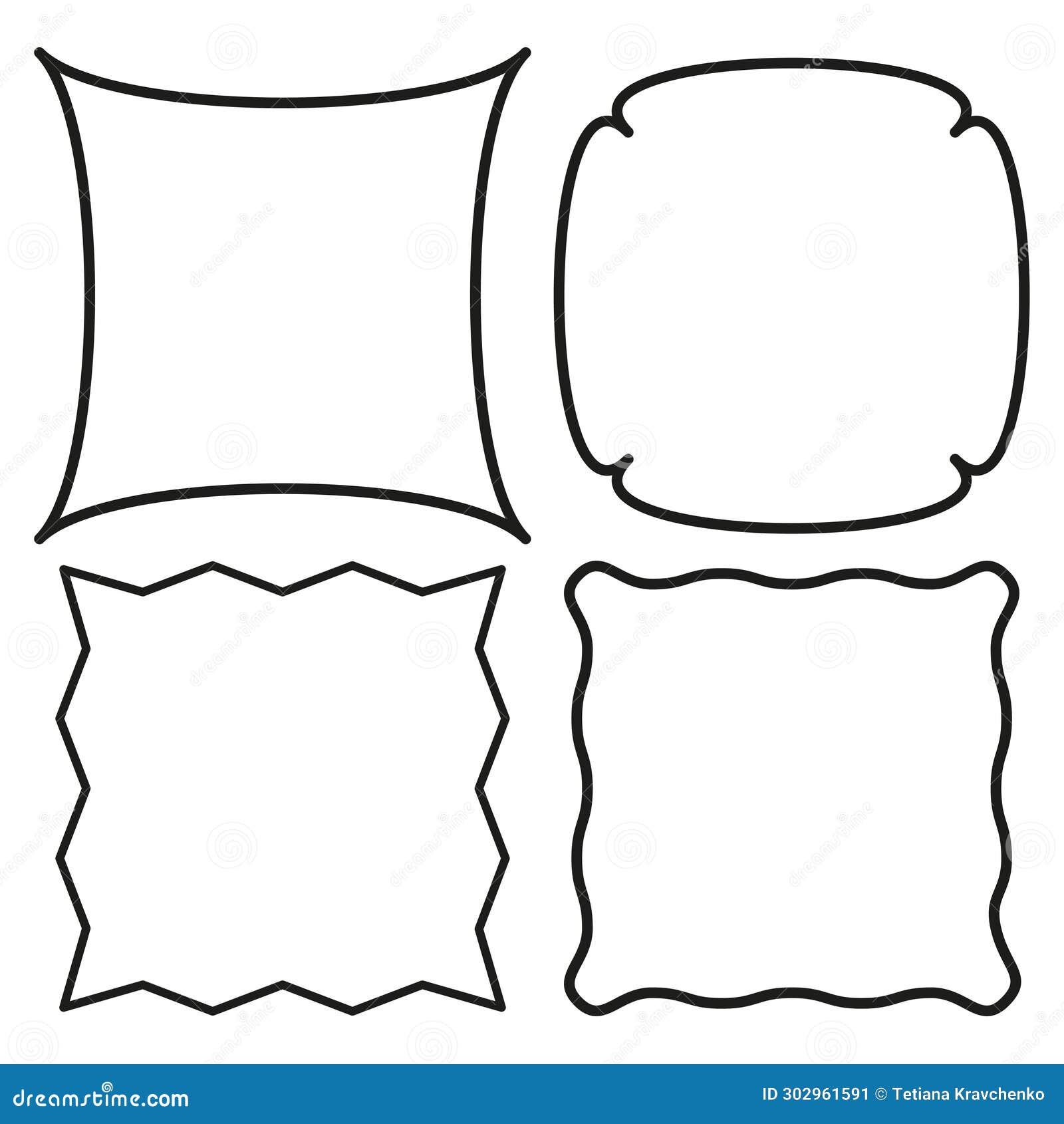 Square with Billowy Edges. Distorted, Deformed Square Frame. Vector ...