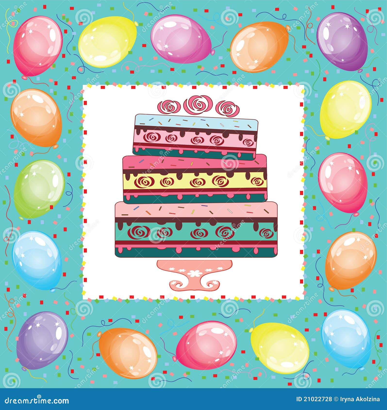 Square birthday card. stock vector. Illustration of entertainment ...