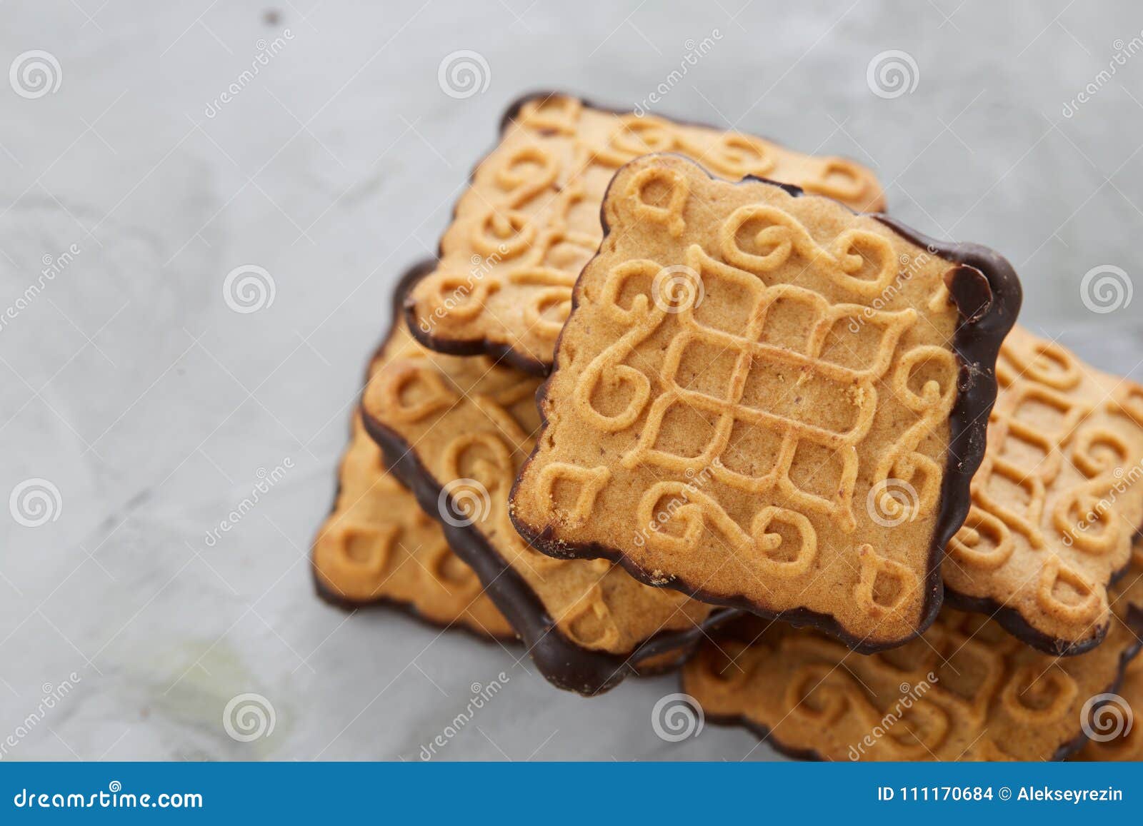 Square Biscuits Arranged in Pattern on Light Textured Background, Close ...