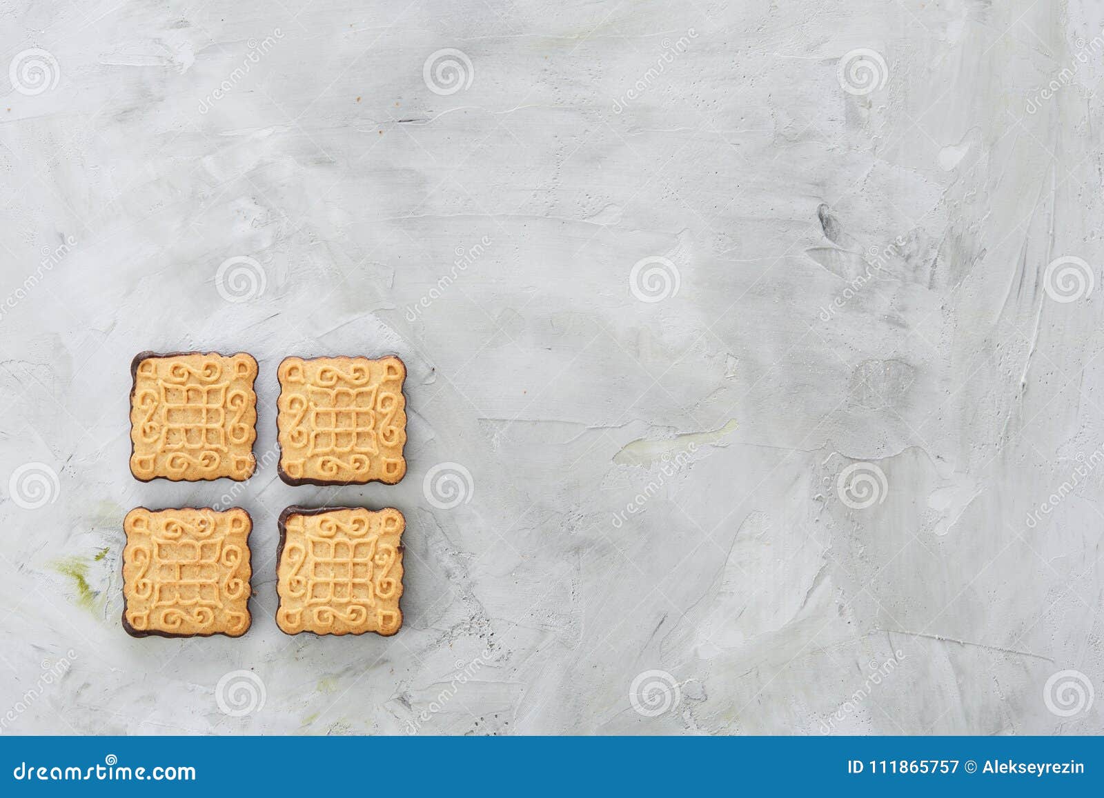 Square Biscuits Arranged in Pattern on Light Textured Background, Close ...