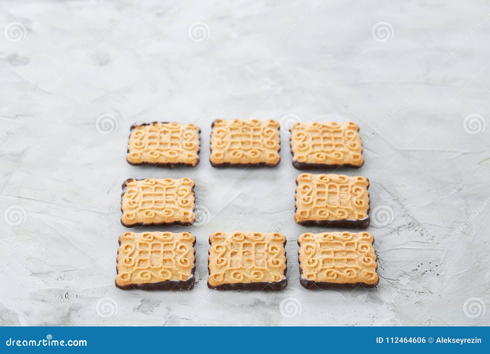 Square Biscuits Arranged in Pattern on Light Textured Background, Close ...