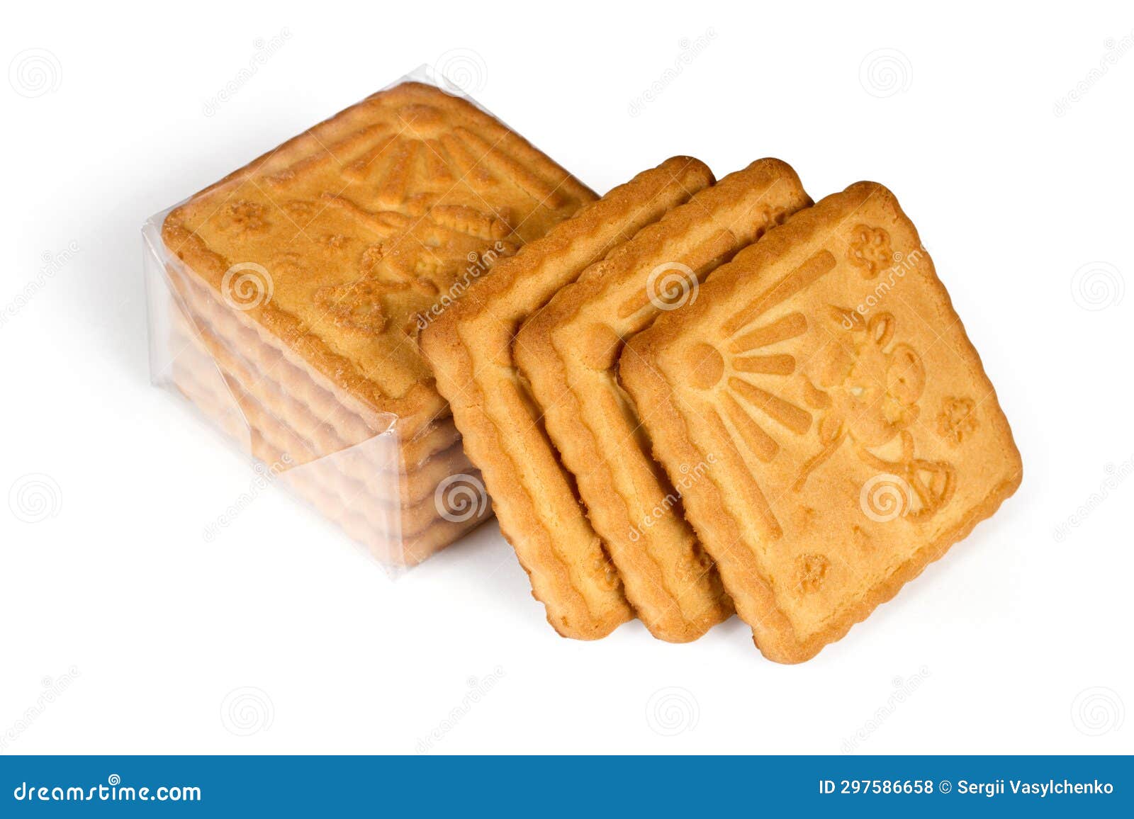 Square Biscuits on White Background. Stock Photo - Image of nutrition ...