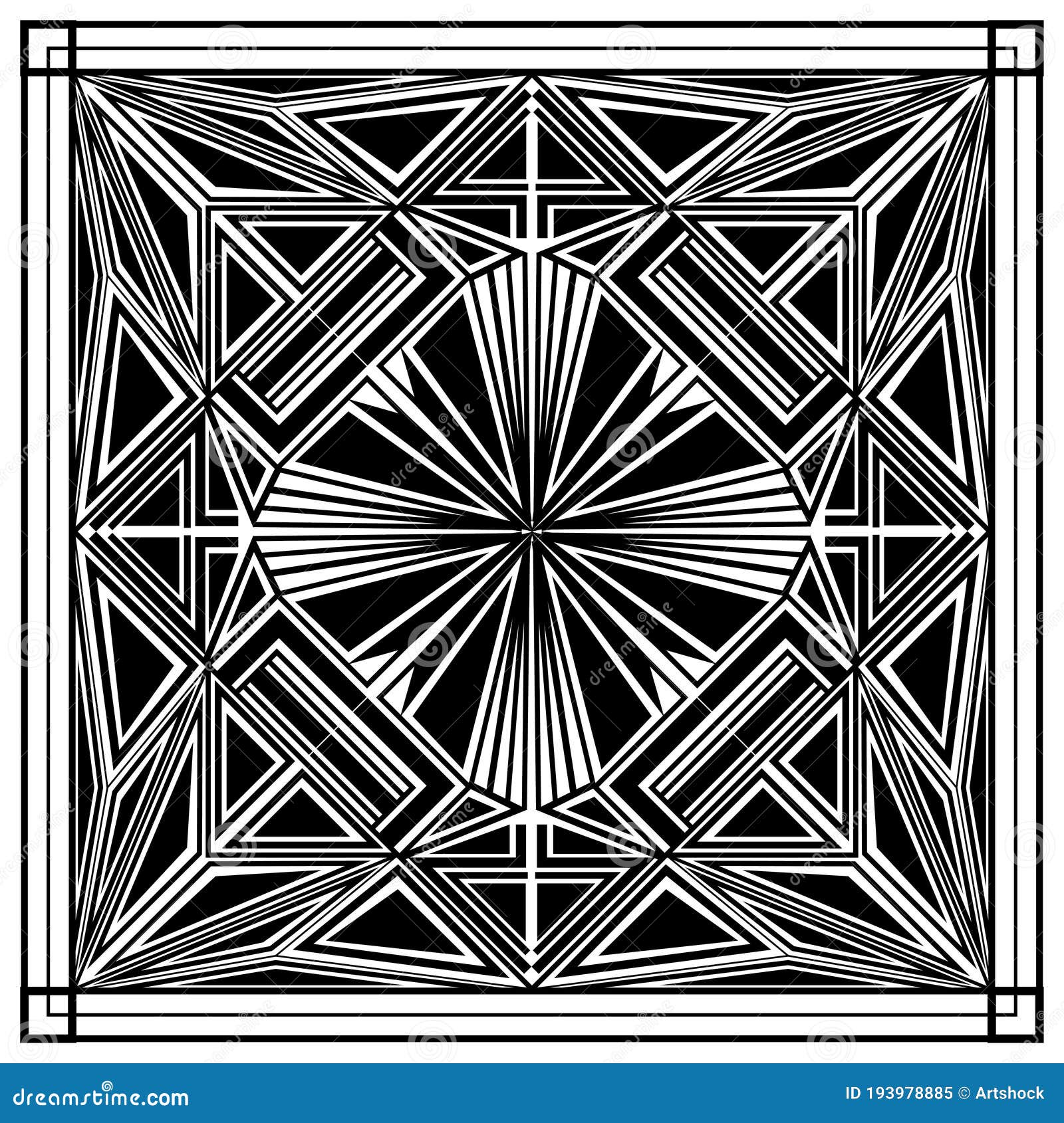 Square Black Art Deco Ornament Stock Vector - Illustration of seamless ...