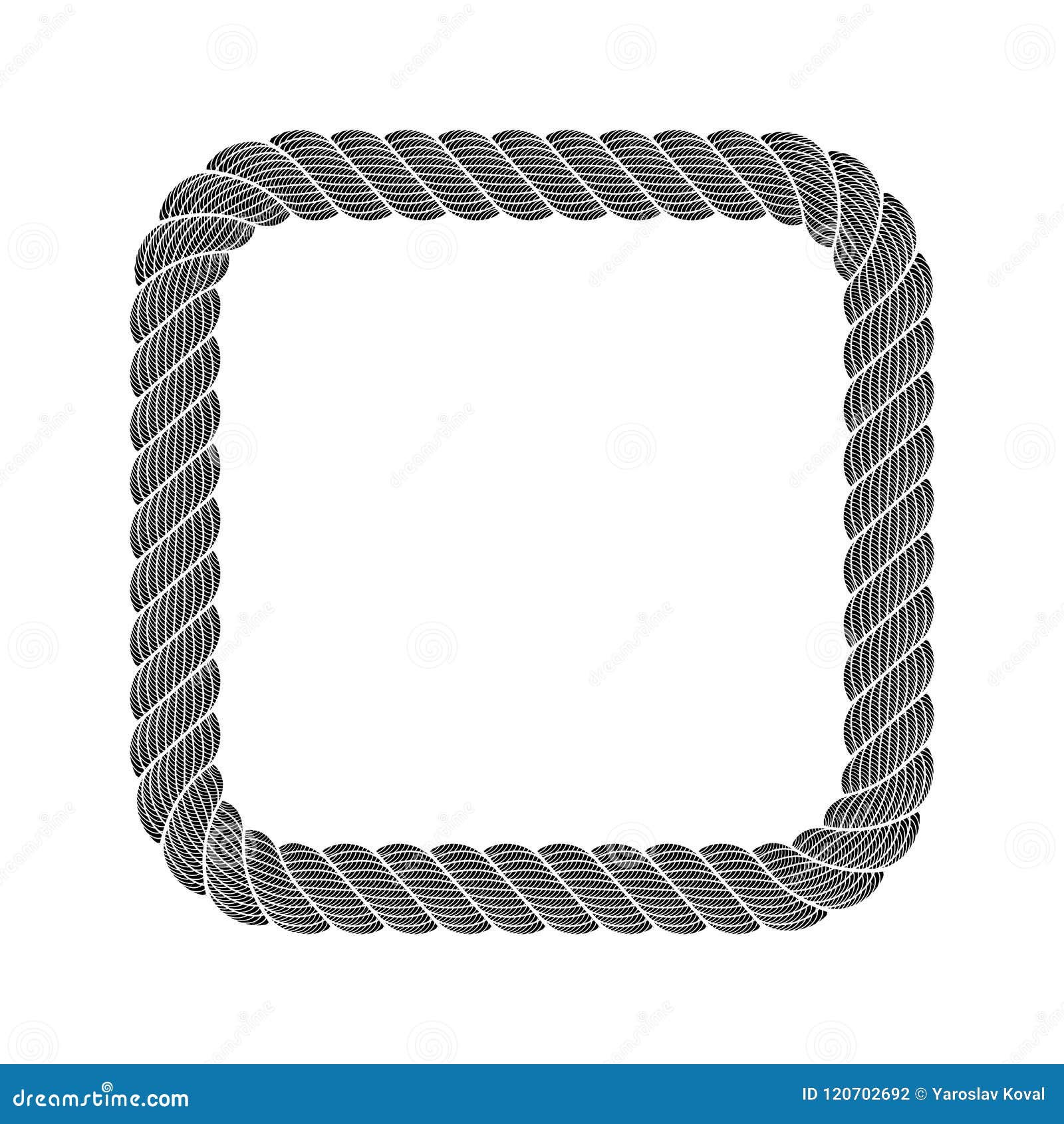Square Black Frame Border from Rope, Simple Style Stock Illustration ...