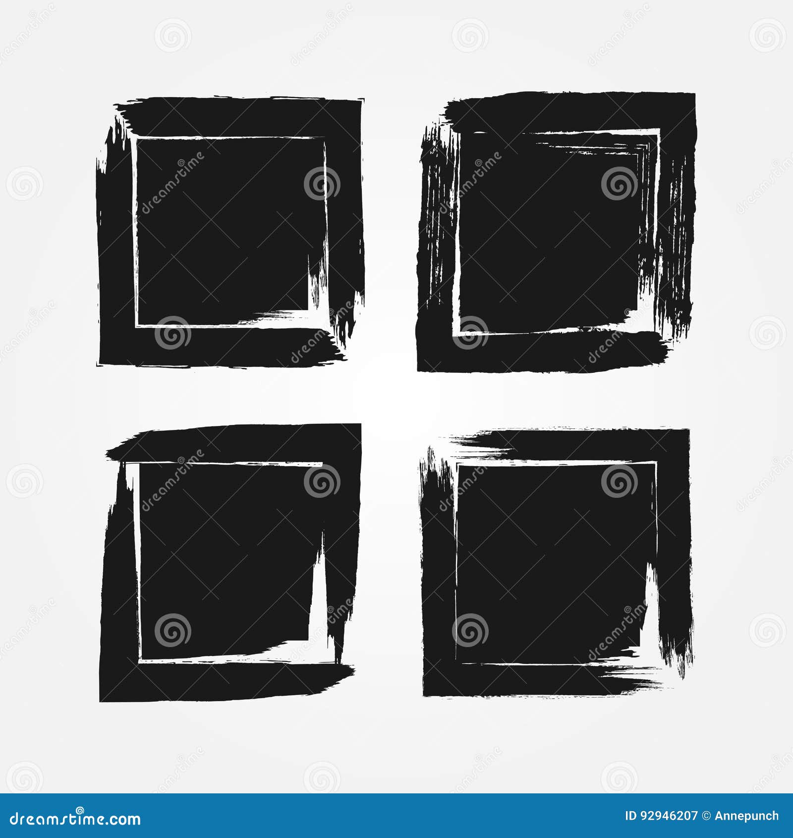 Set Of Grunge Square Frames. Empty Border Background. Hand Draws Black ...