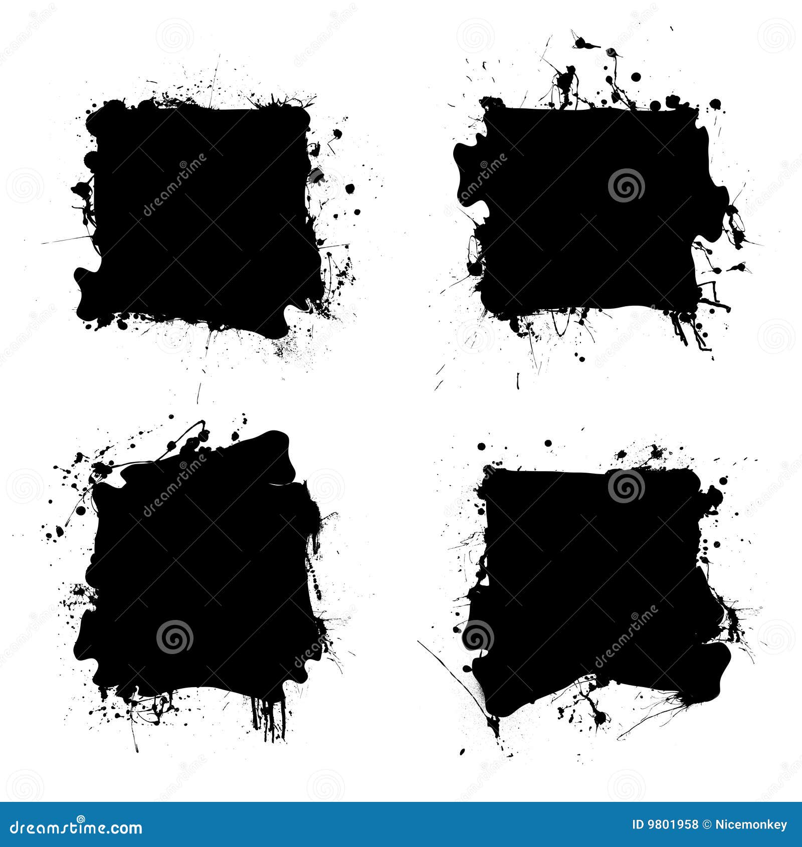 Square black ink splat stock vector. Illustration of splat - 9801958