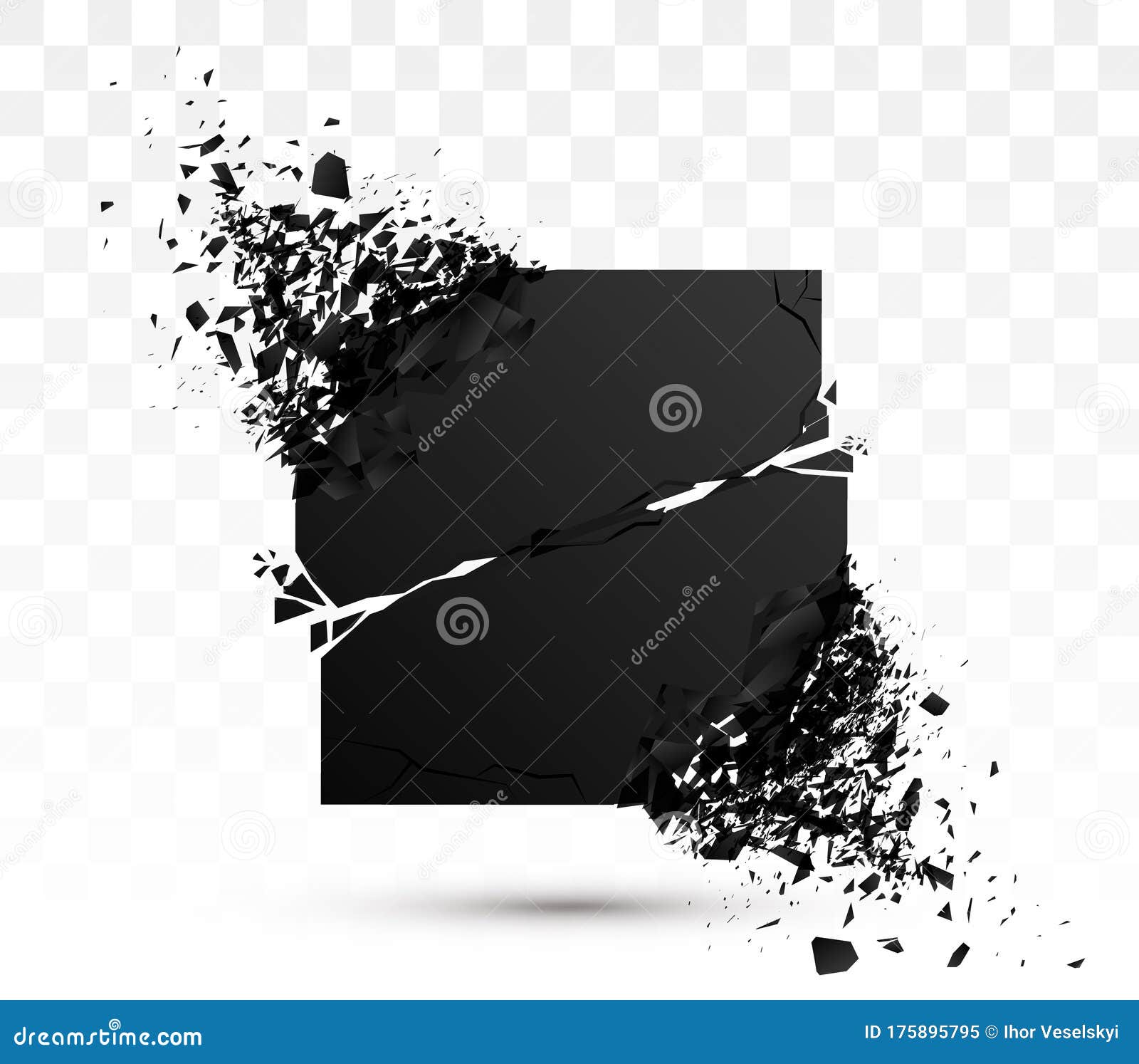 Square Black Stone with Explosive Effect Stock Illustration ...
