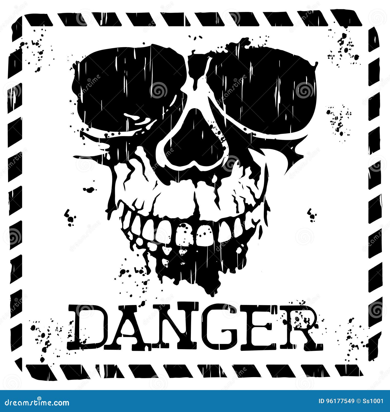 Square Black and White Sign Skull Stock Vector - Illustration of head ...