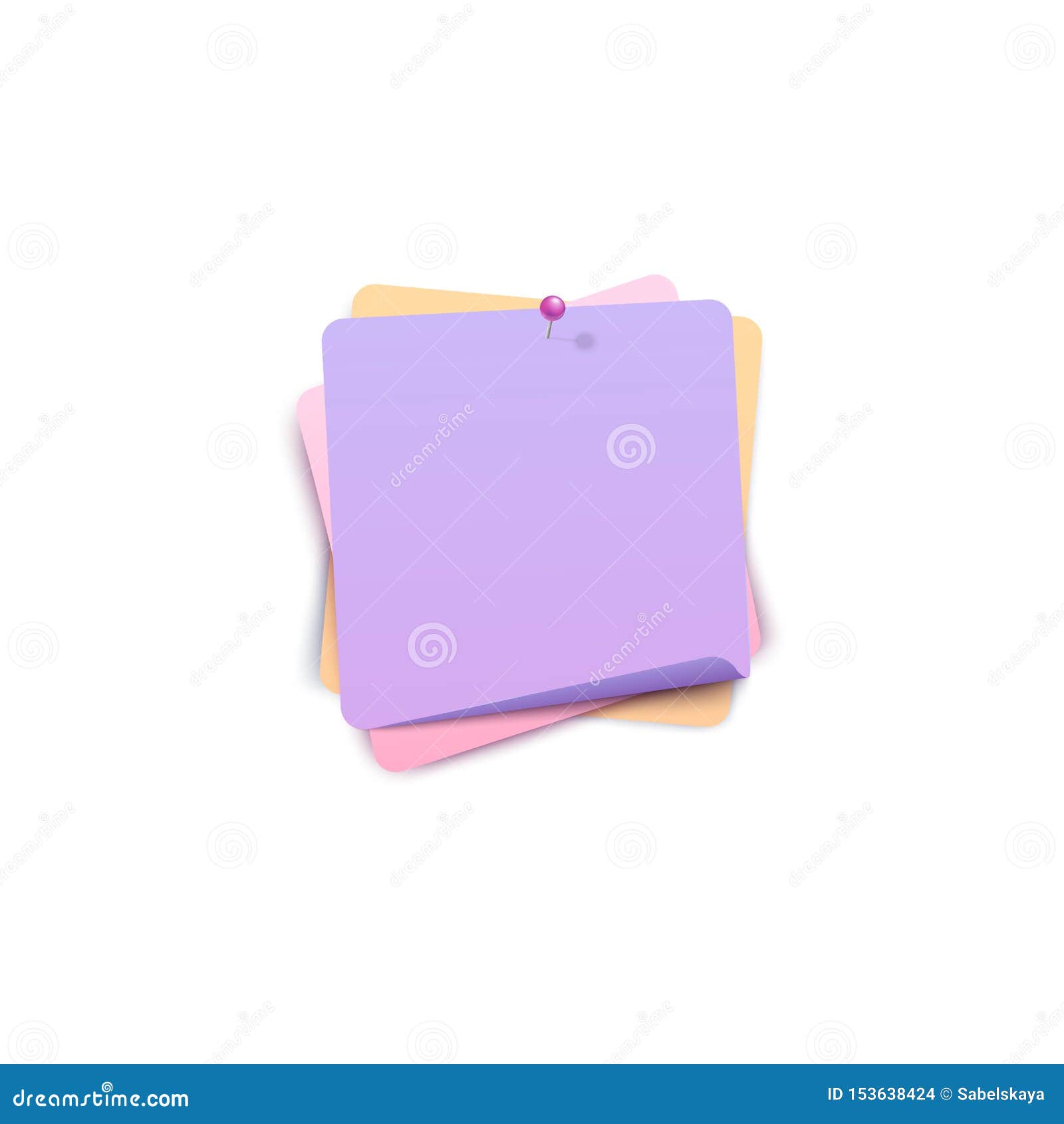 Square Blank Paper Stack of Pinned Stickers Template with Bent Edge ...