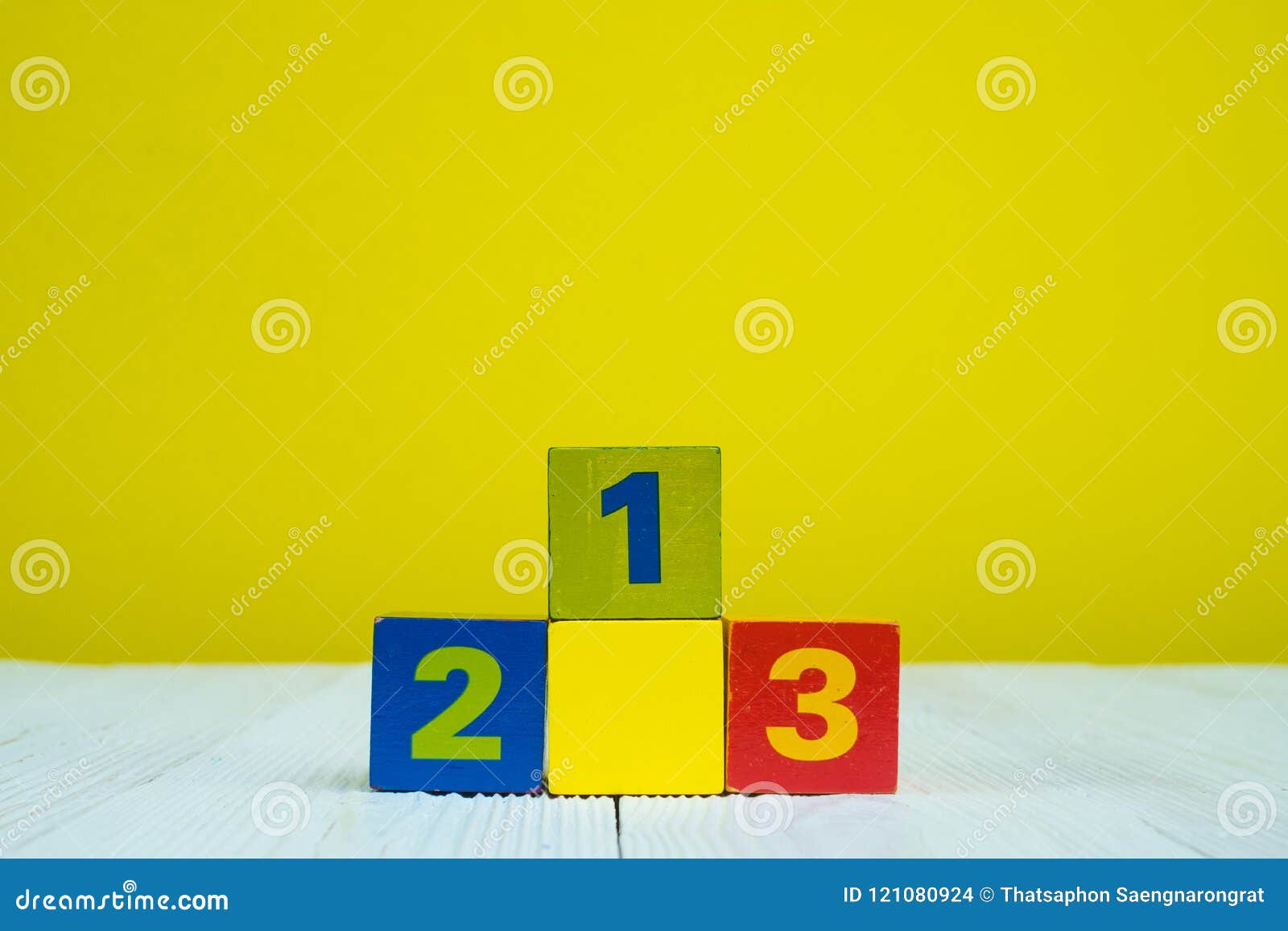 Square Block Puzzle Number 1 2 and 3 on Table with Yellow Background ...