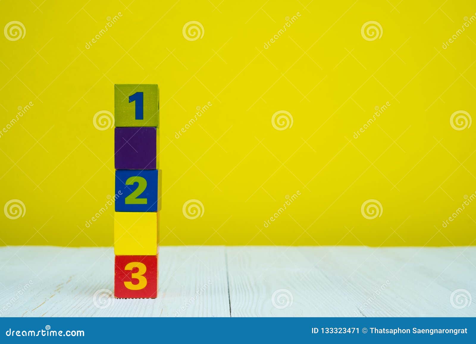 Square Block Puzzle Number 1 2 and 3 on Table with Yellow Background ...