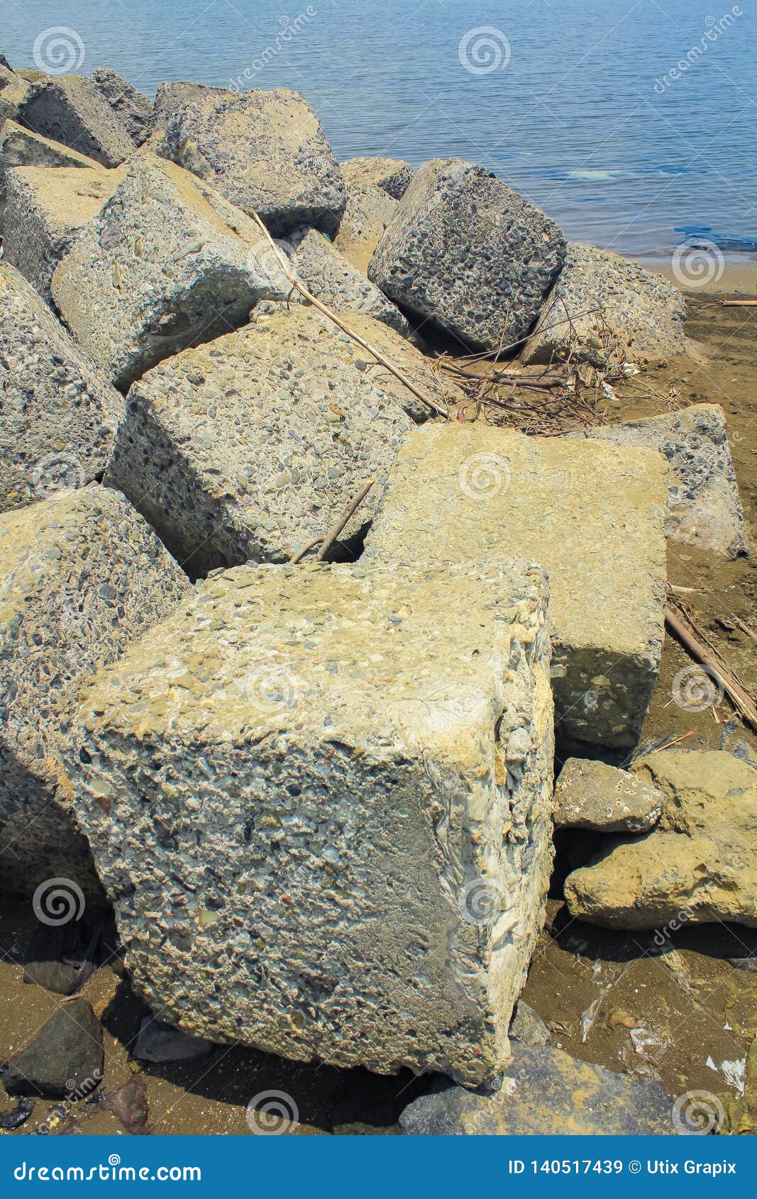 Square Block Stone on the Beach Stock Image - Image of outdoor, texture ...
