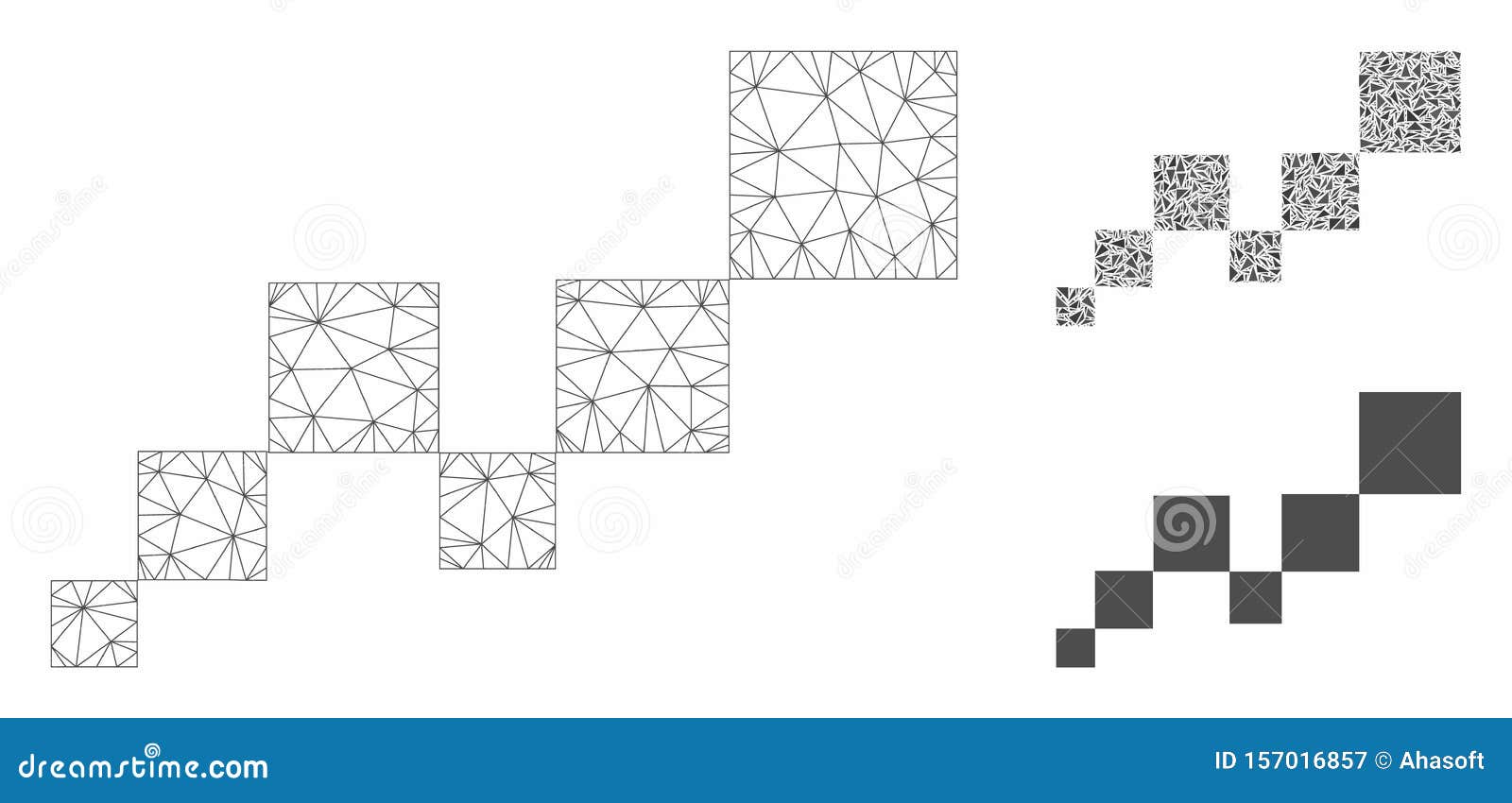 Square Blockchain Vector Mesh 2D Model and Triangle Mosaic Icon Stock ...