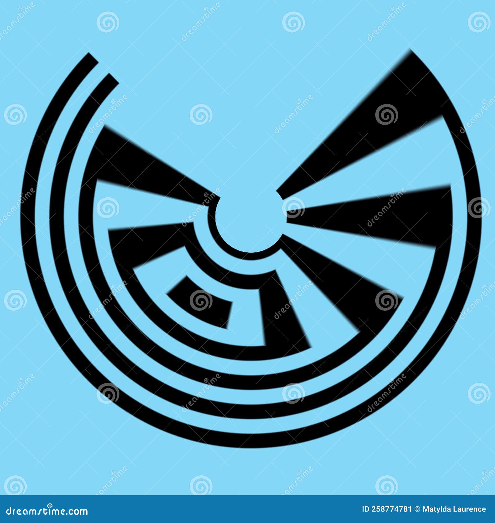 Blue and Black Graphic Design. Semi Circular Flat Disc Pattern Stock ...