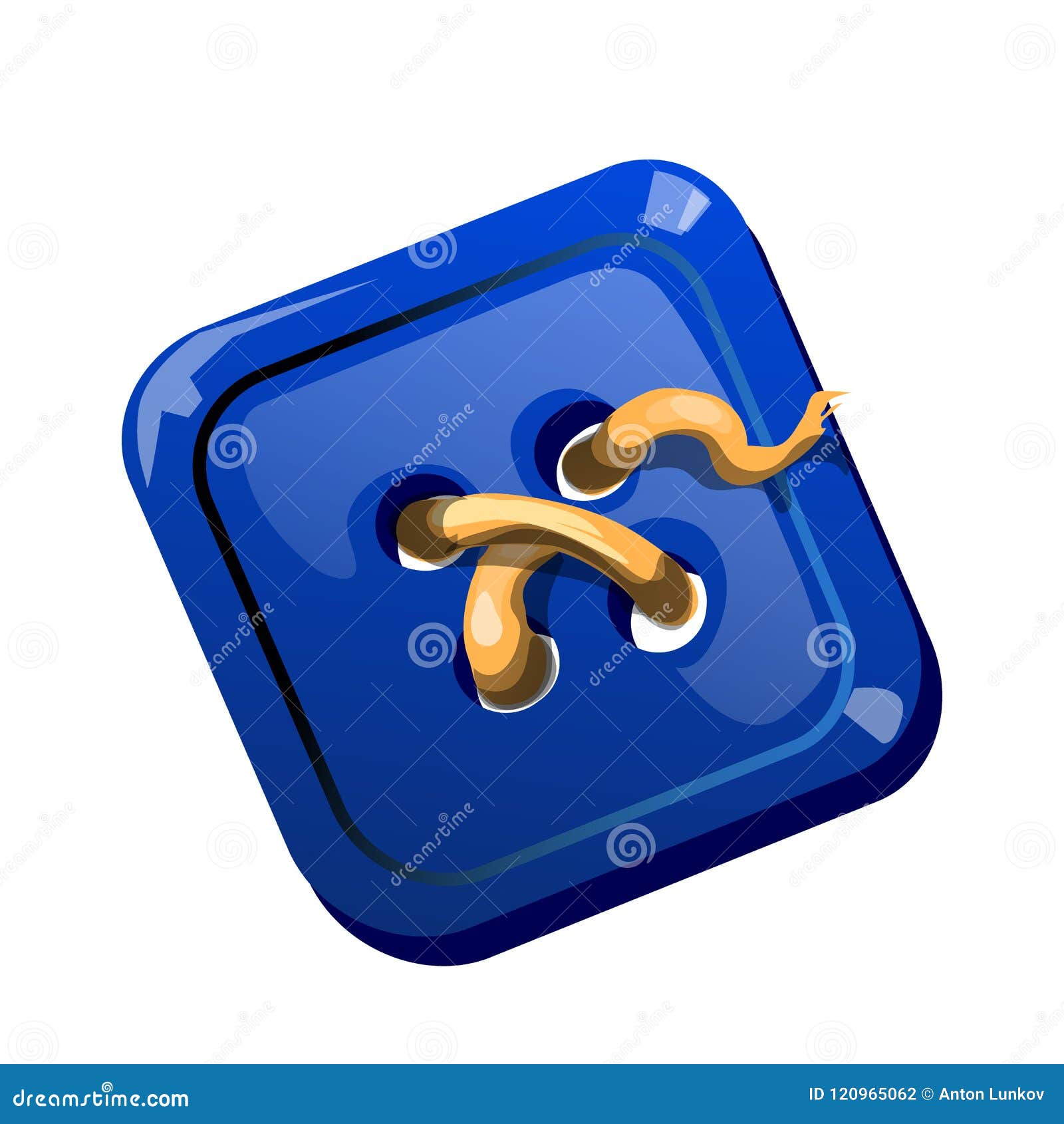 Square Blue Button is Torn Off Isolated on White Background. Vector ...