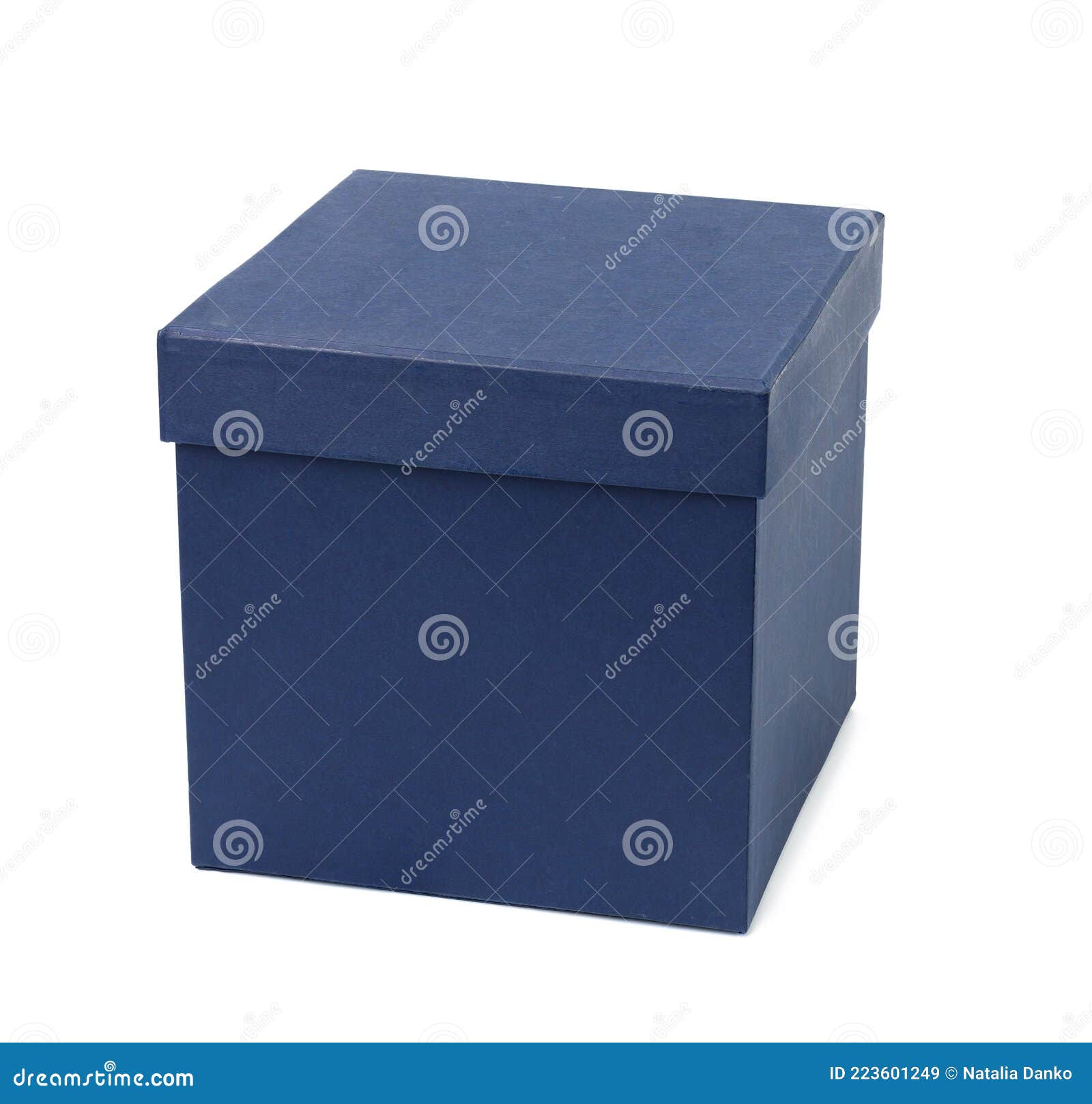 Square Blue Cardboard Box with Removable Lid Isolated on White ...