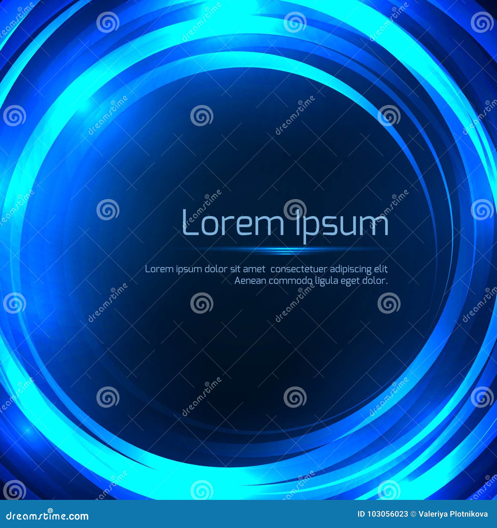 Square Blue Illustration with Glowing Circular Frame. Stock Vector ...