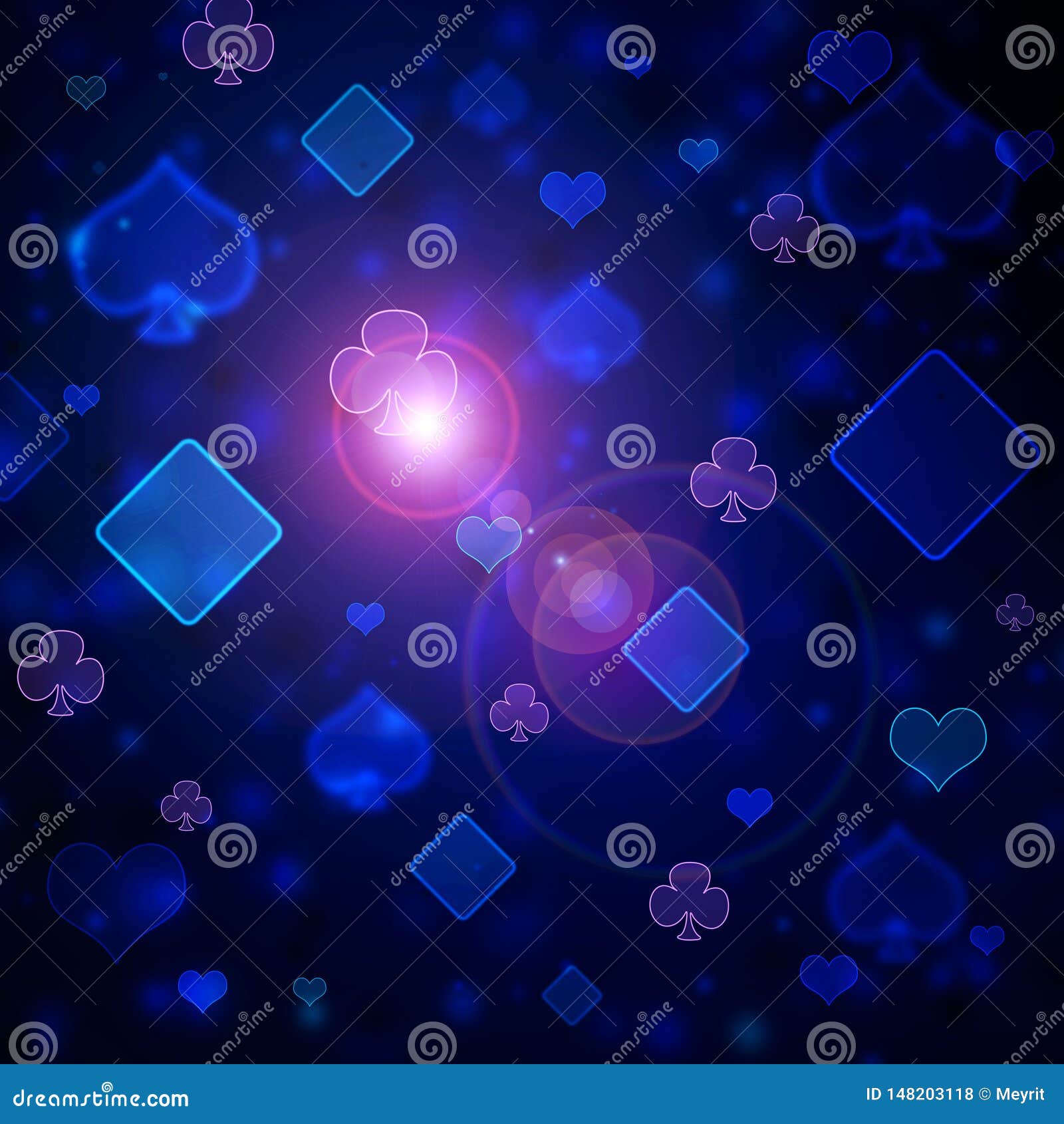 Square Blue Poker Pattern of Playing Card Symbols Stock Illustration ...