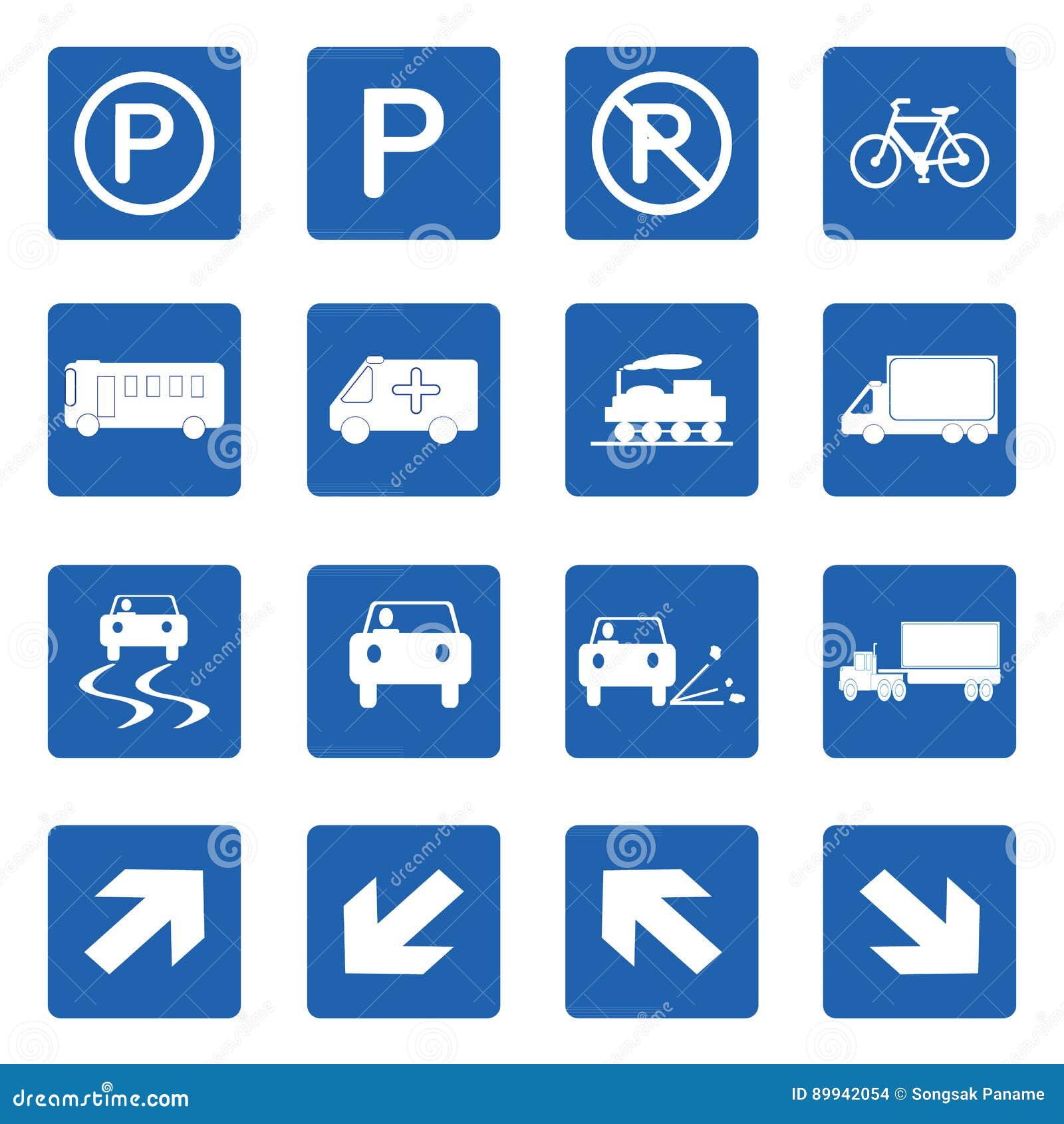 Square blue road signs stock illustration. Illustration of driving ...