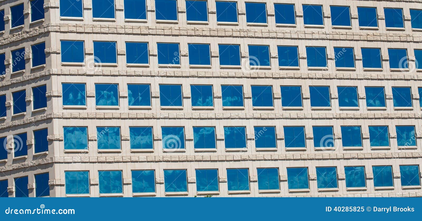 Square Blue Windows in Stone Building Stock Image - Image of business ...