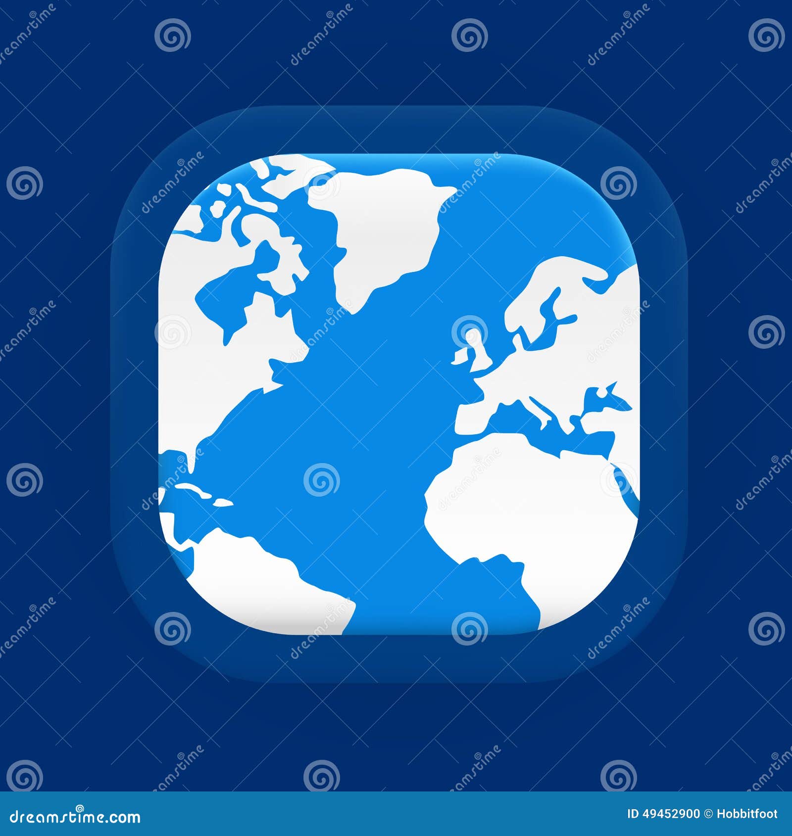 Square blue world map icon stock vector. Illustration of creative ...