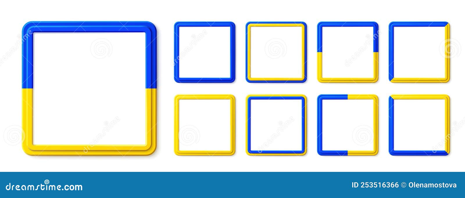 Square Blue Yellow Frame with Shadow Stock Vector - Illustration of ...