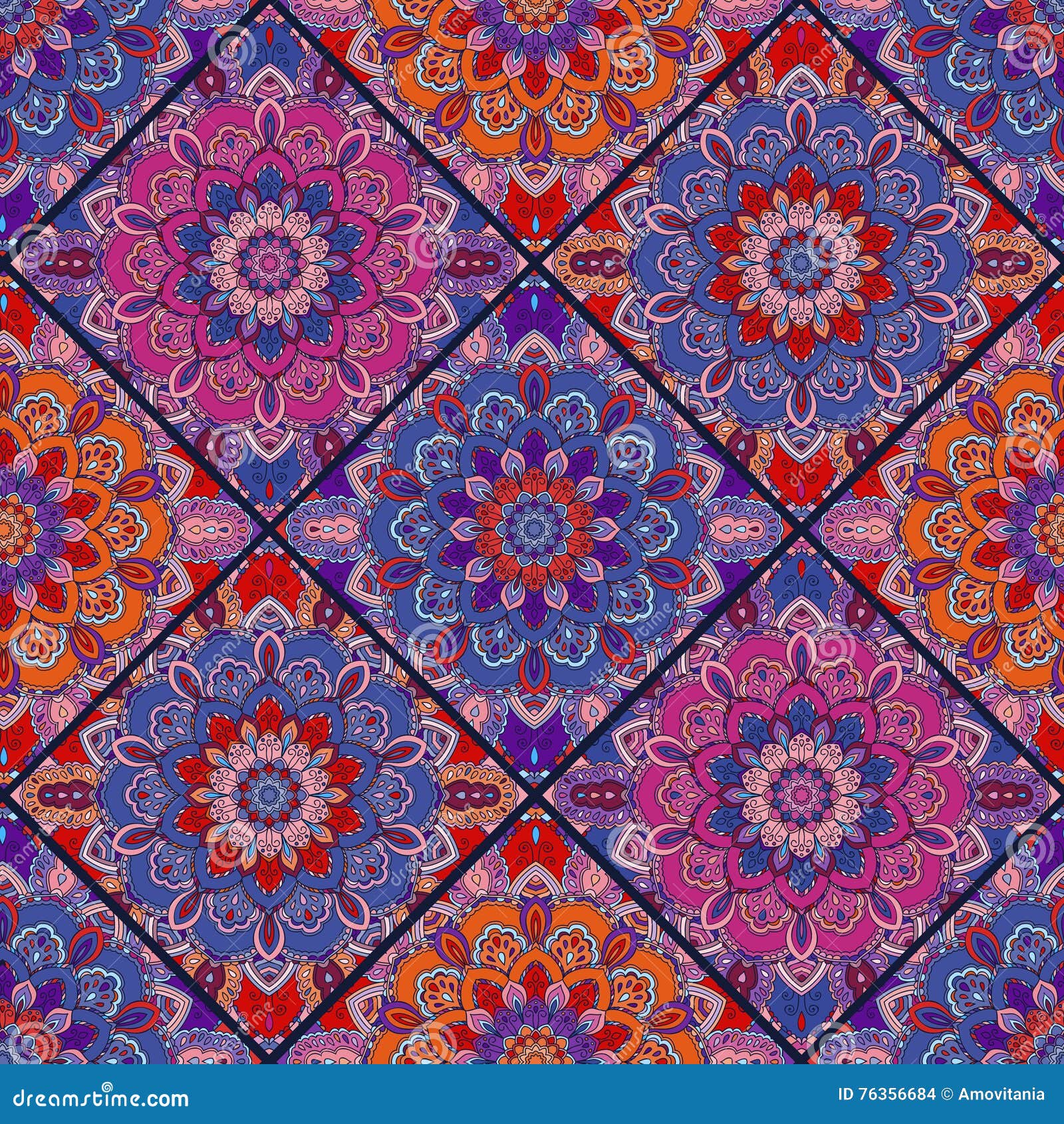 Square Boho Tiles from Flower Mandala Stock Vector - Illustration of ...