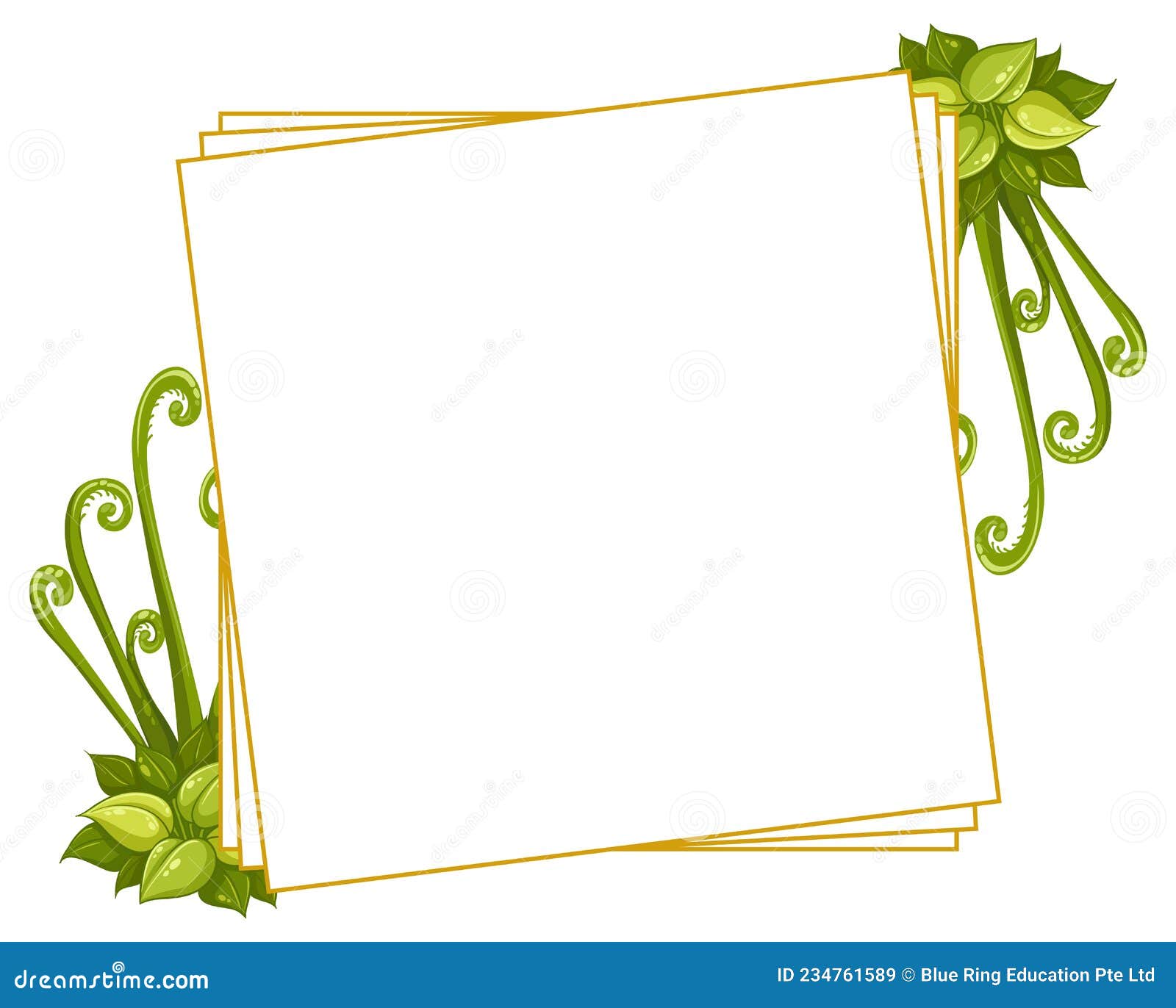 Square border with foliage stock vector. Illustration of green - 234761589
