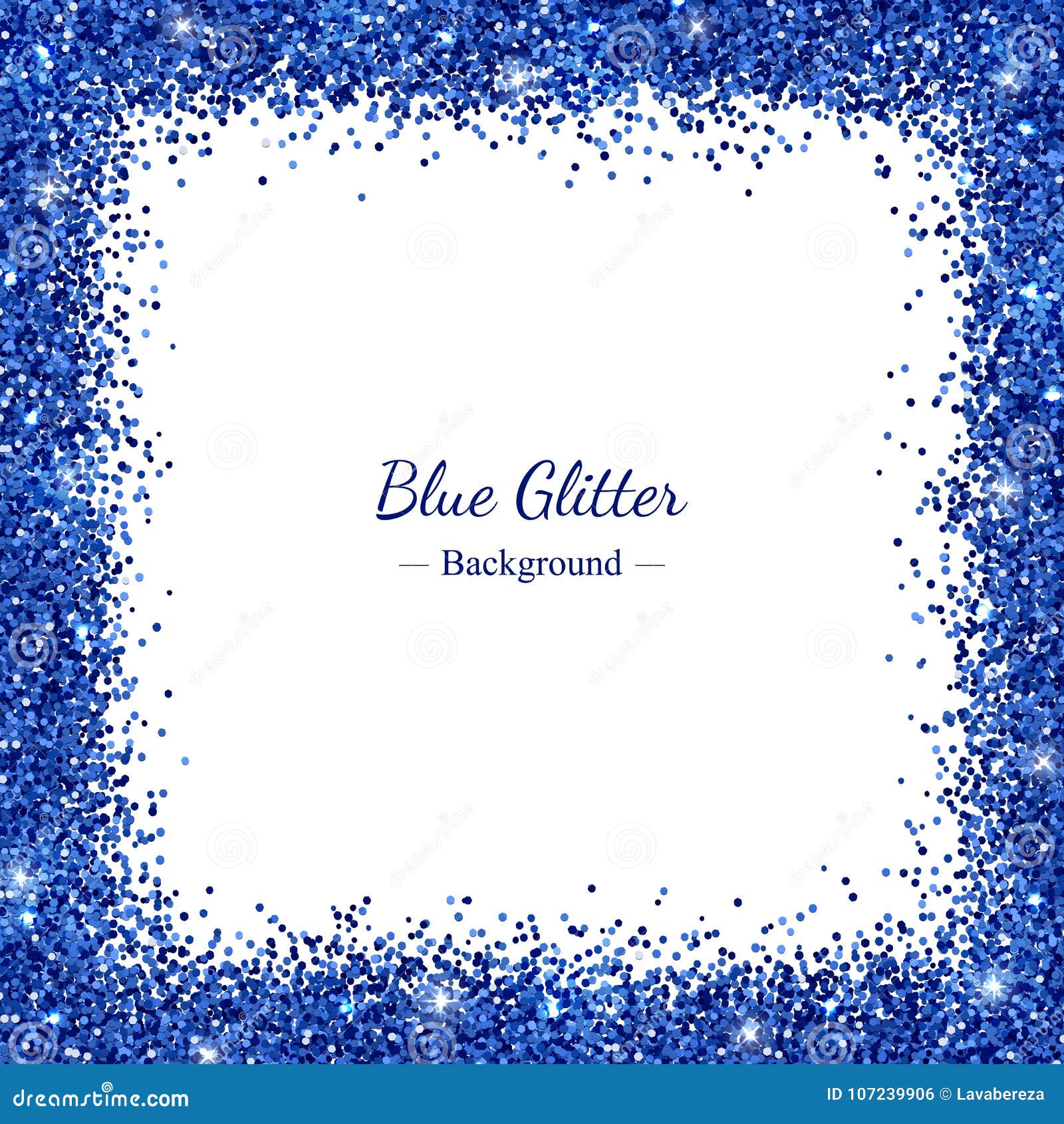 Square Border Frame with Blue Glitter on White Background. Vector Stock ...