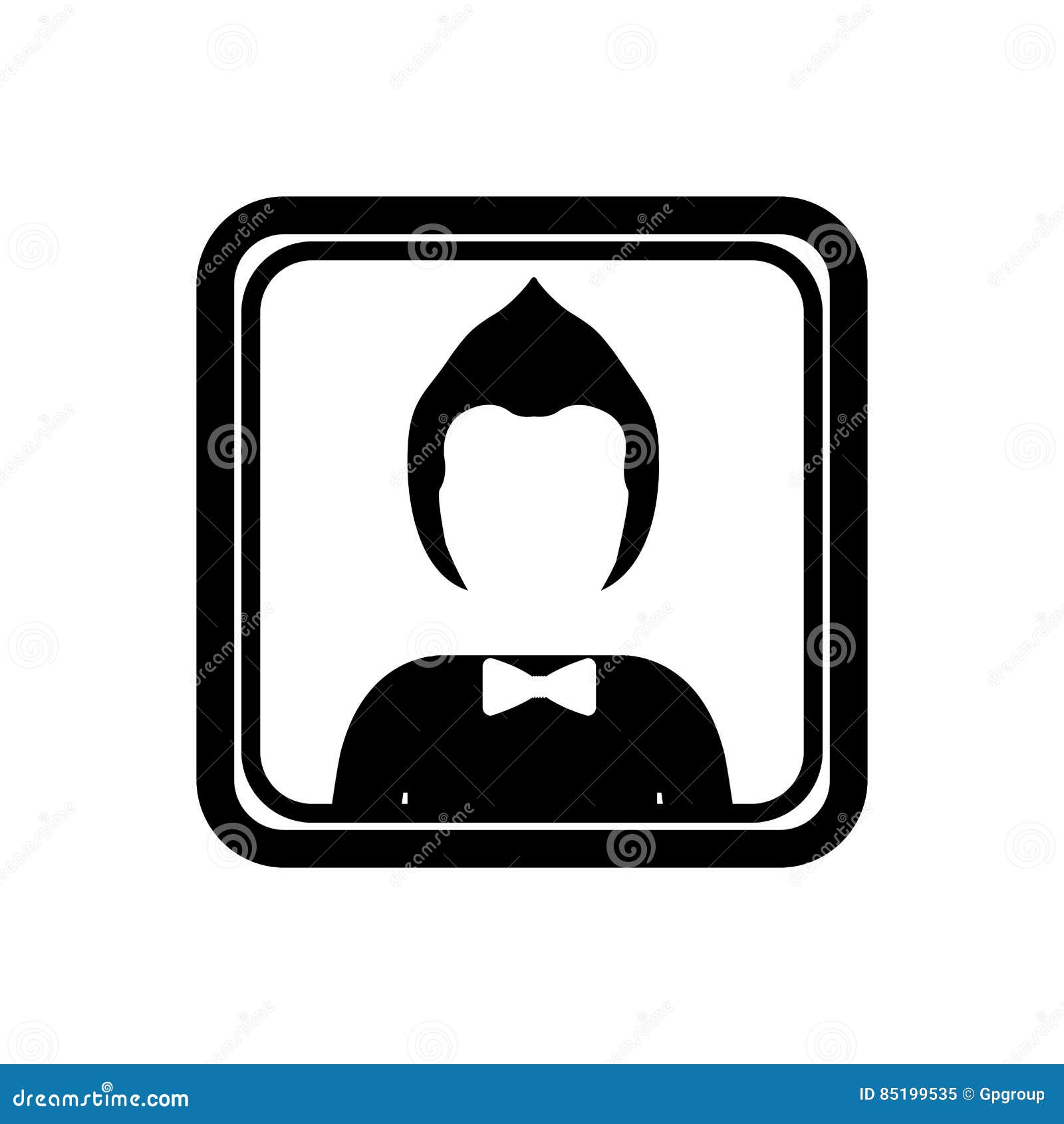 Square Border with Silhouette Half Body Man with Hairstyle Stock ...