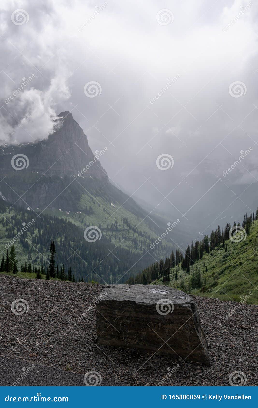 Square Boulder and Rainy Valley Stock Image - Image of outdoor, light ...