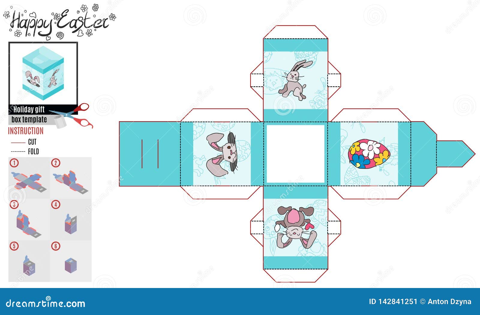 Square Box for Easter Pattern Turquoise Bright Stock Illustration ...