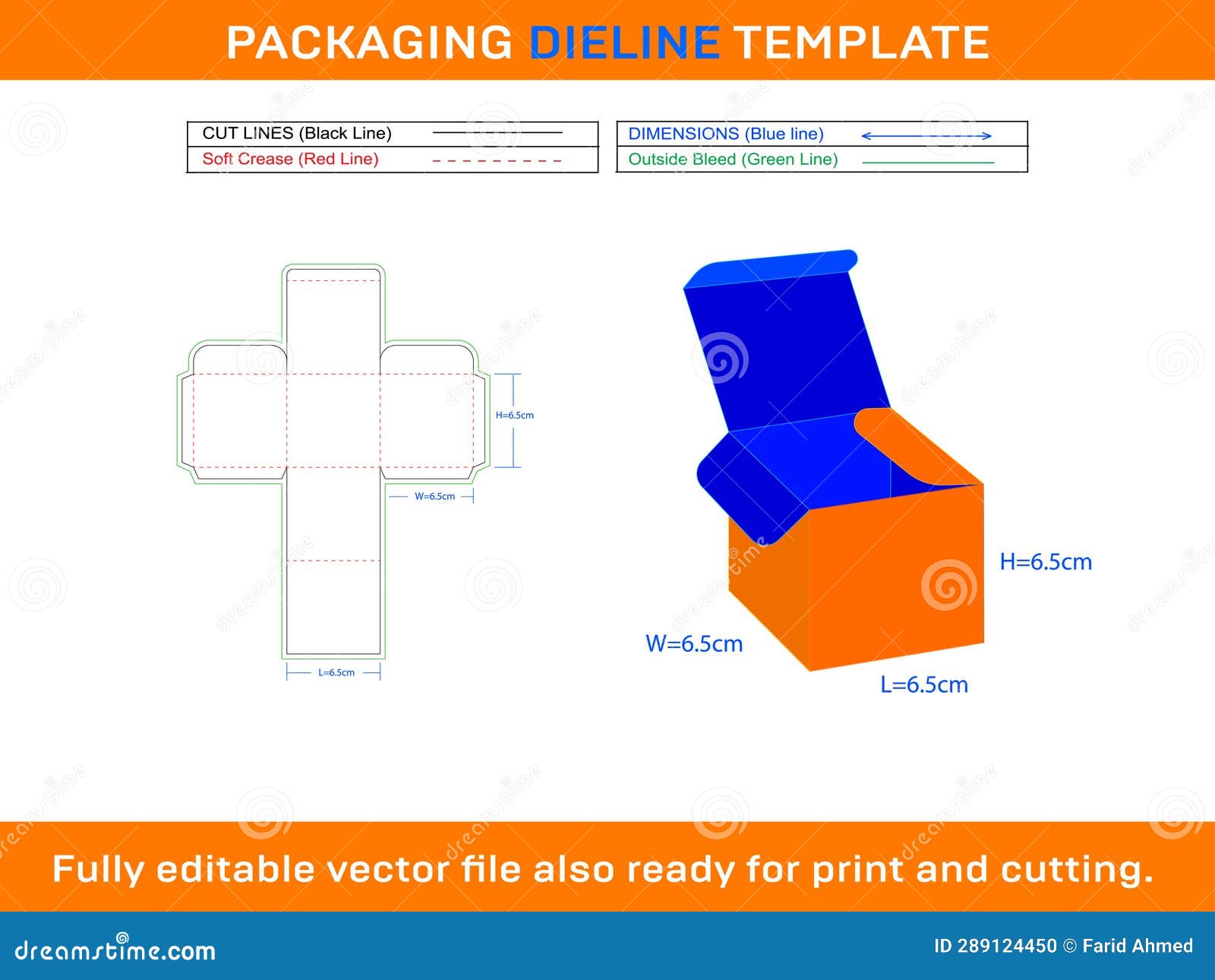 Square Box, Gift Box, Storage Box Dieline Template Stock Vector ...
