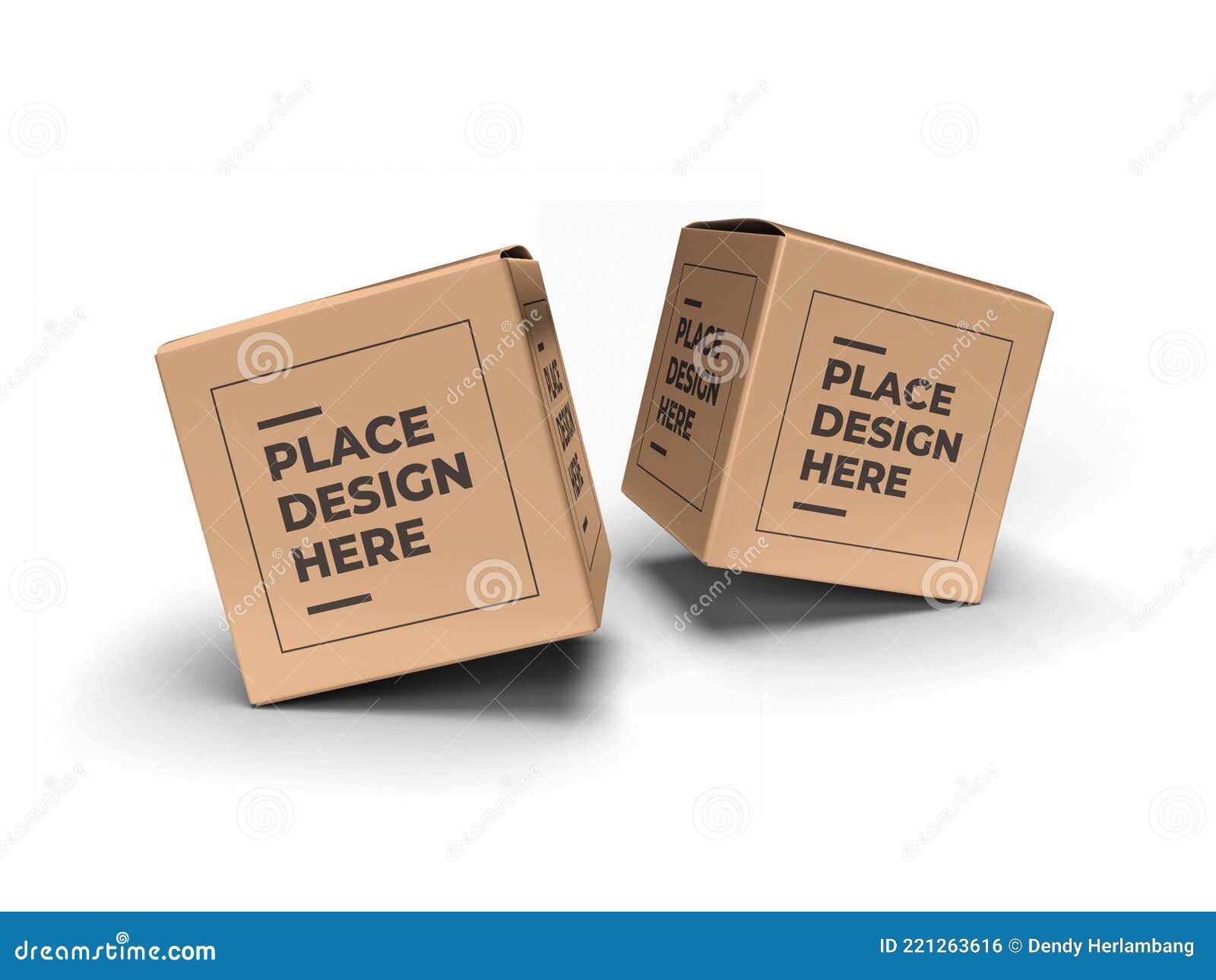 Square Box Packaging 3D Illustration Mockup Scene Stock Illustration ...