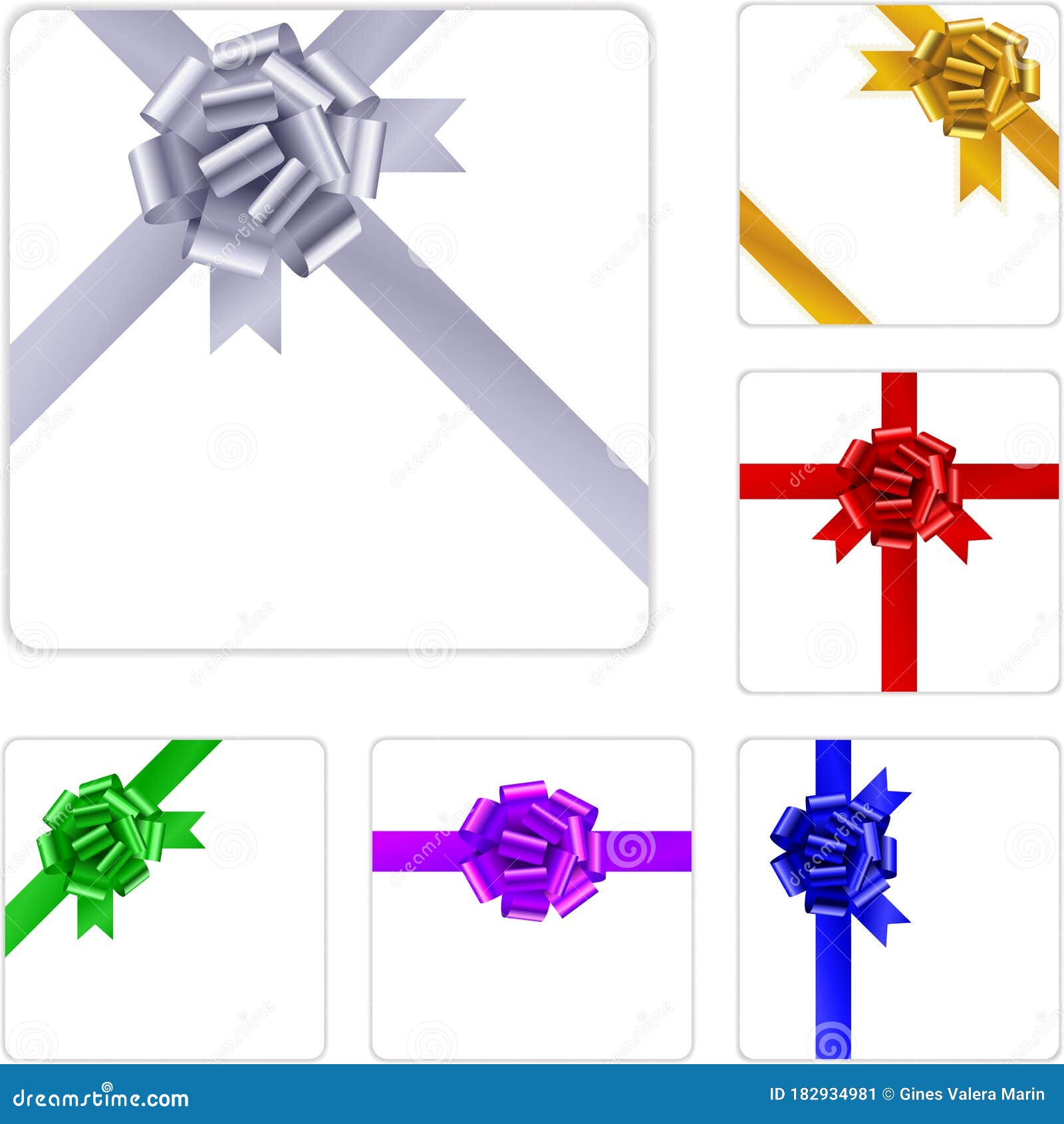 Square Boxes with Color Bows and Ribbons Stock Illustration ...