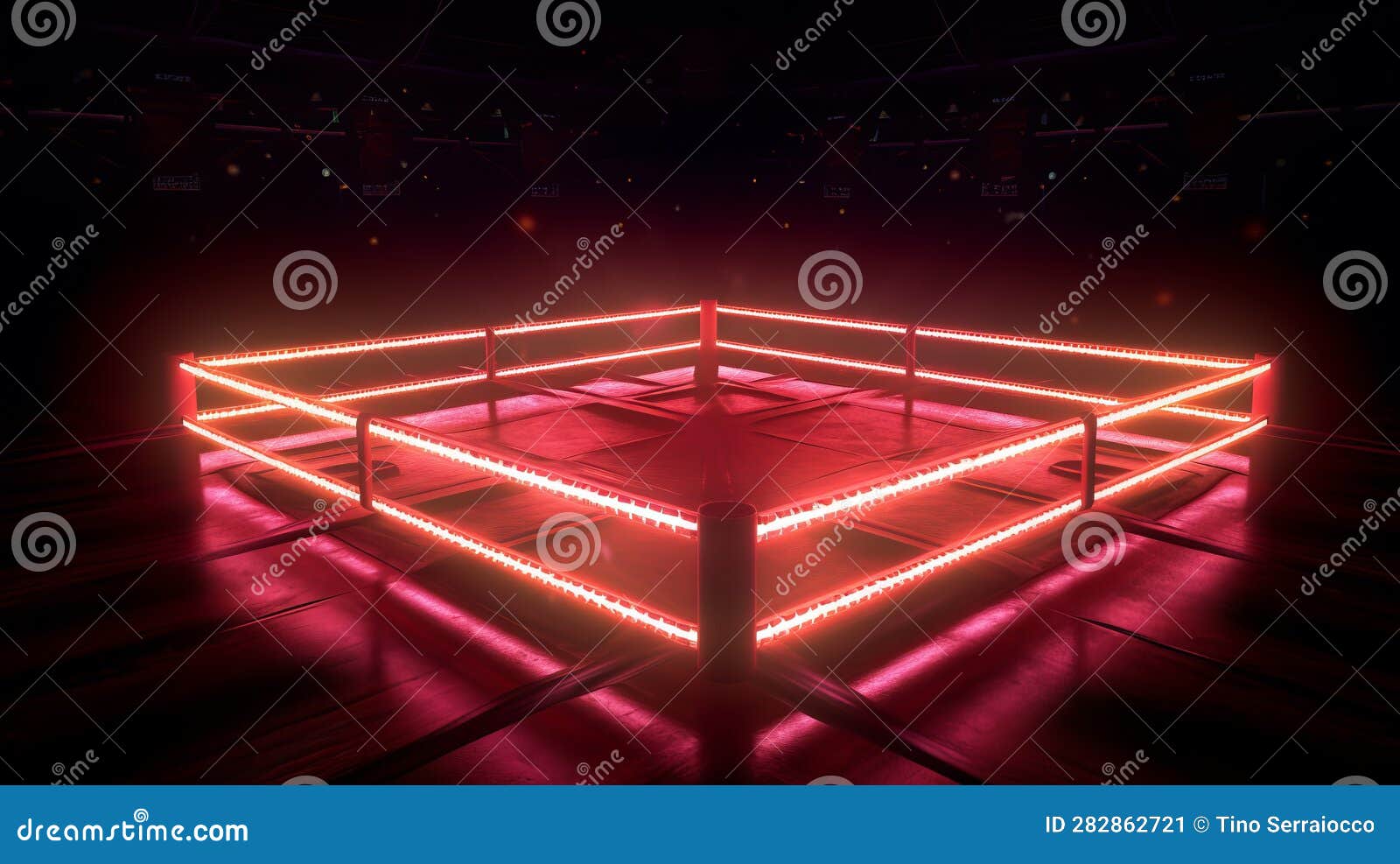 Square Boxing Ring with Illumination by Spotlights,generated with AI ...