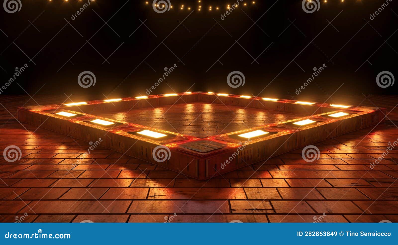 Square Boxing Ring with Illumination by Spotlights,generated with AI ...
