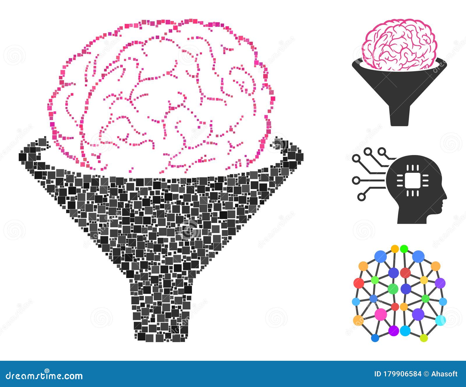 Square Brain Filter Icon Vector Collage Stock Illustration ...