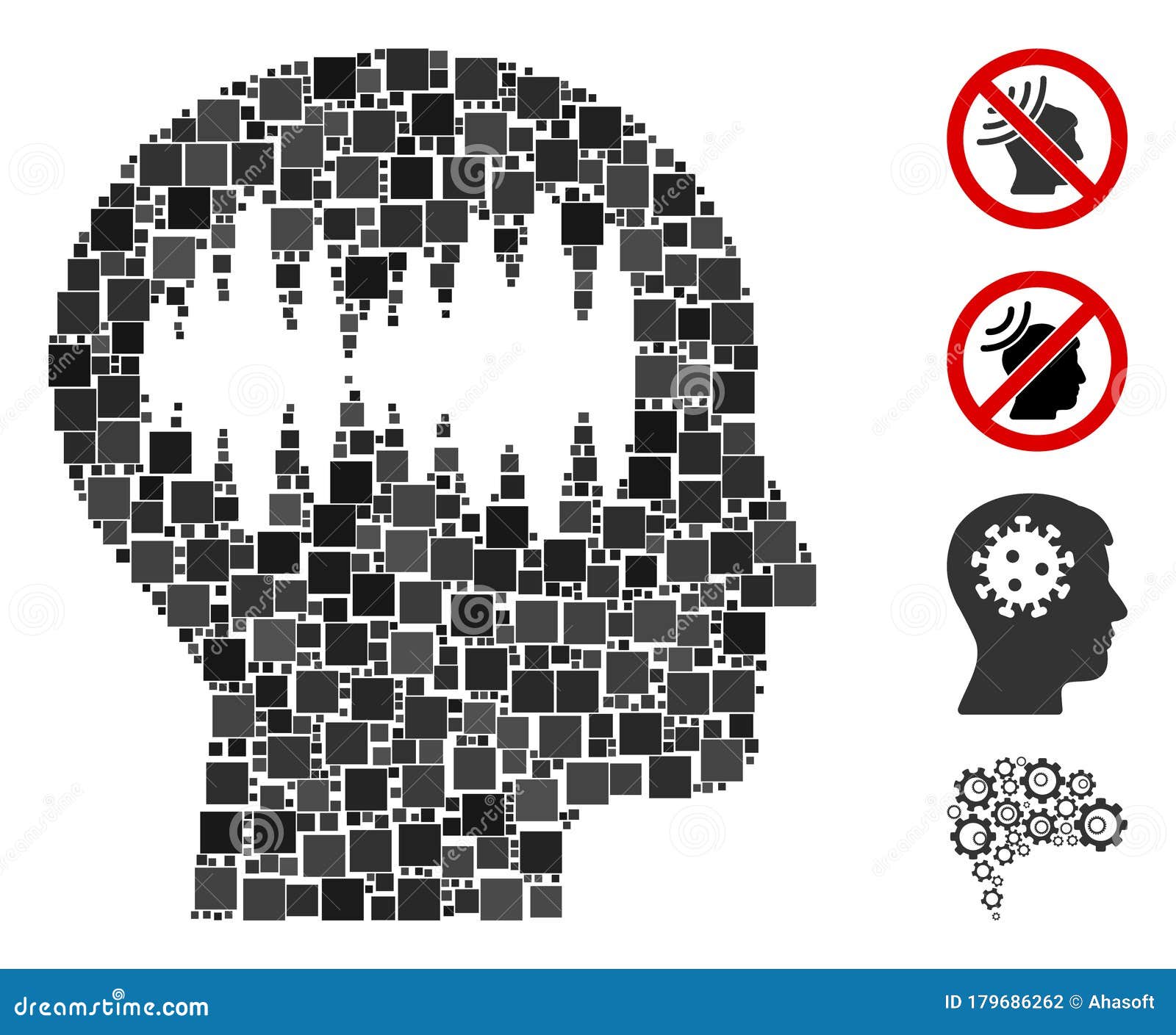 Square Brain Icon Vector Collage Royalty-Free Stock Photography ...