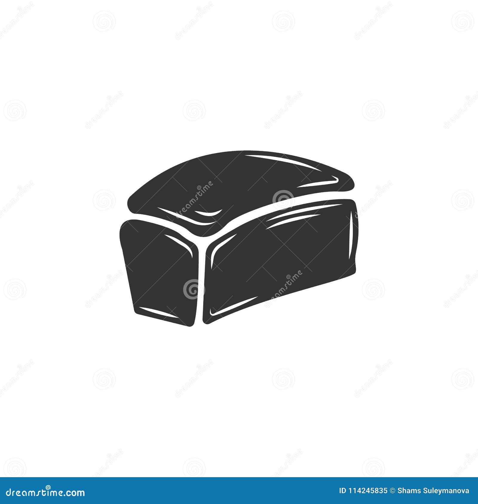 Square Bread Isolated On White. Hand Drawn Traditional Wheat, Rye Or ...